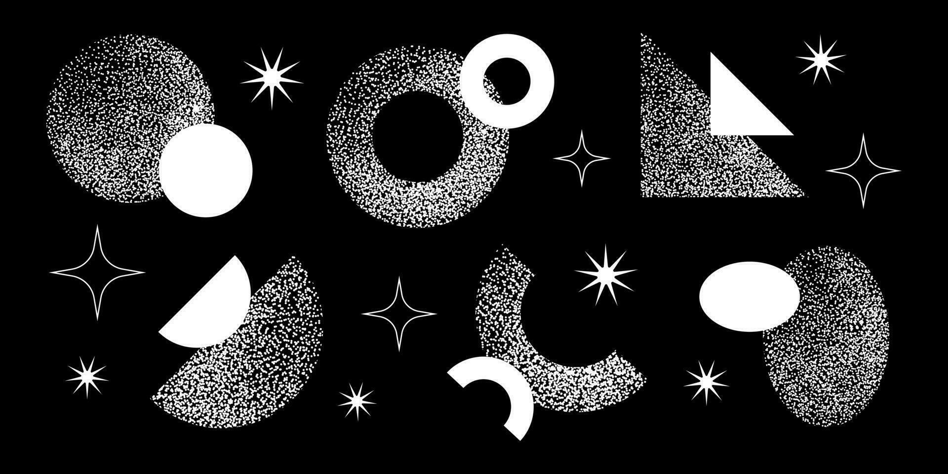 Y2K shapes made of dots, simple geometric shapes and forms, vector decorative retro objects ...