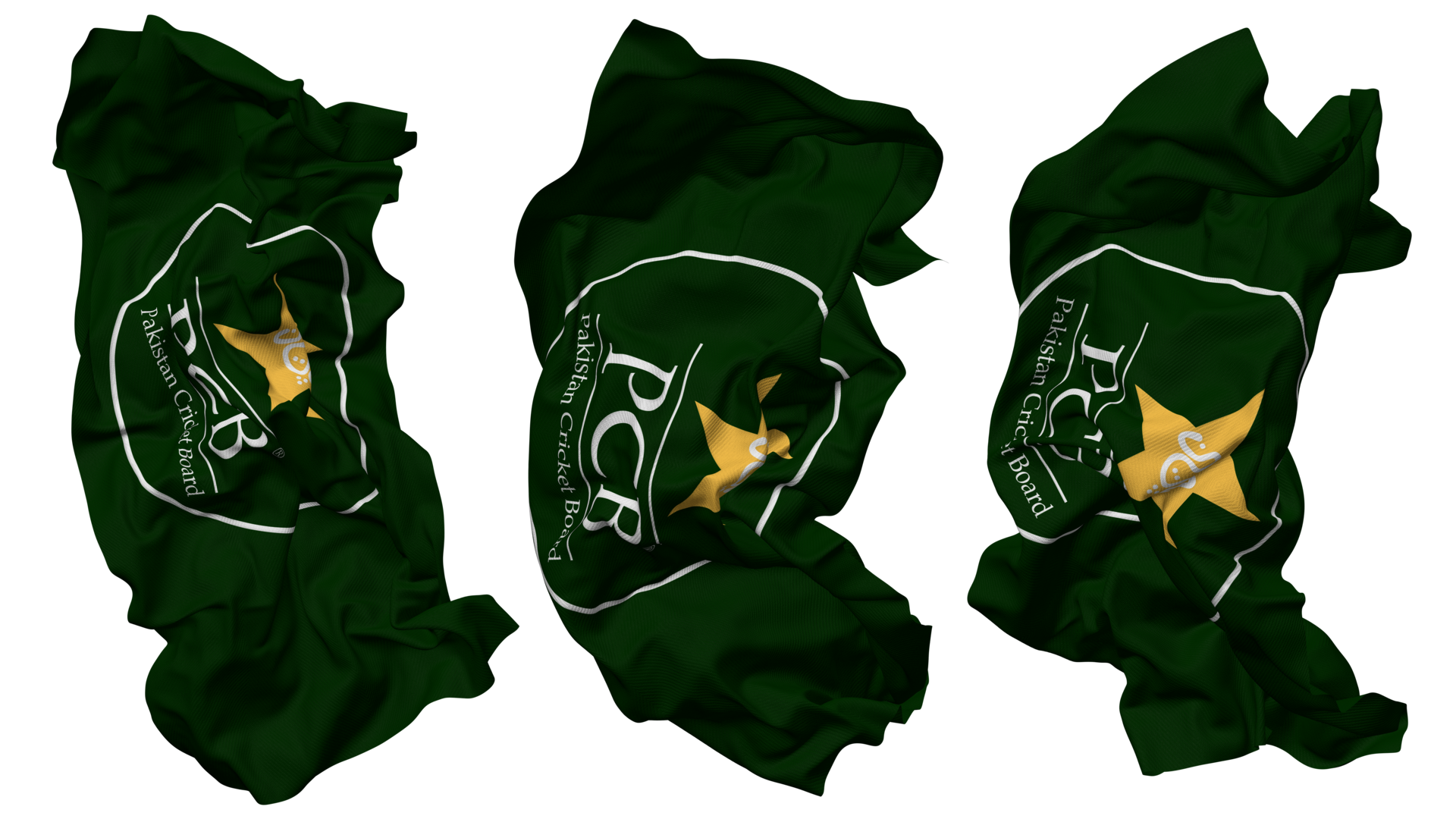 Pakistan Cricket Board Pcb Flag Waves Isolated In Different Styles
