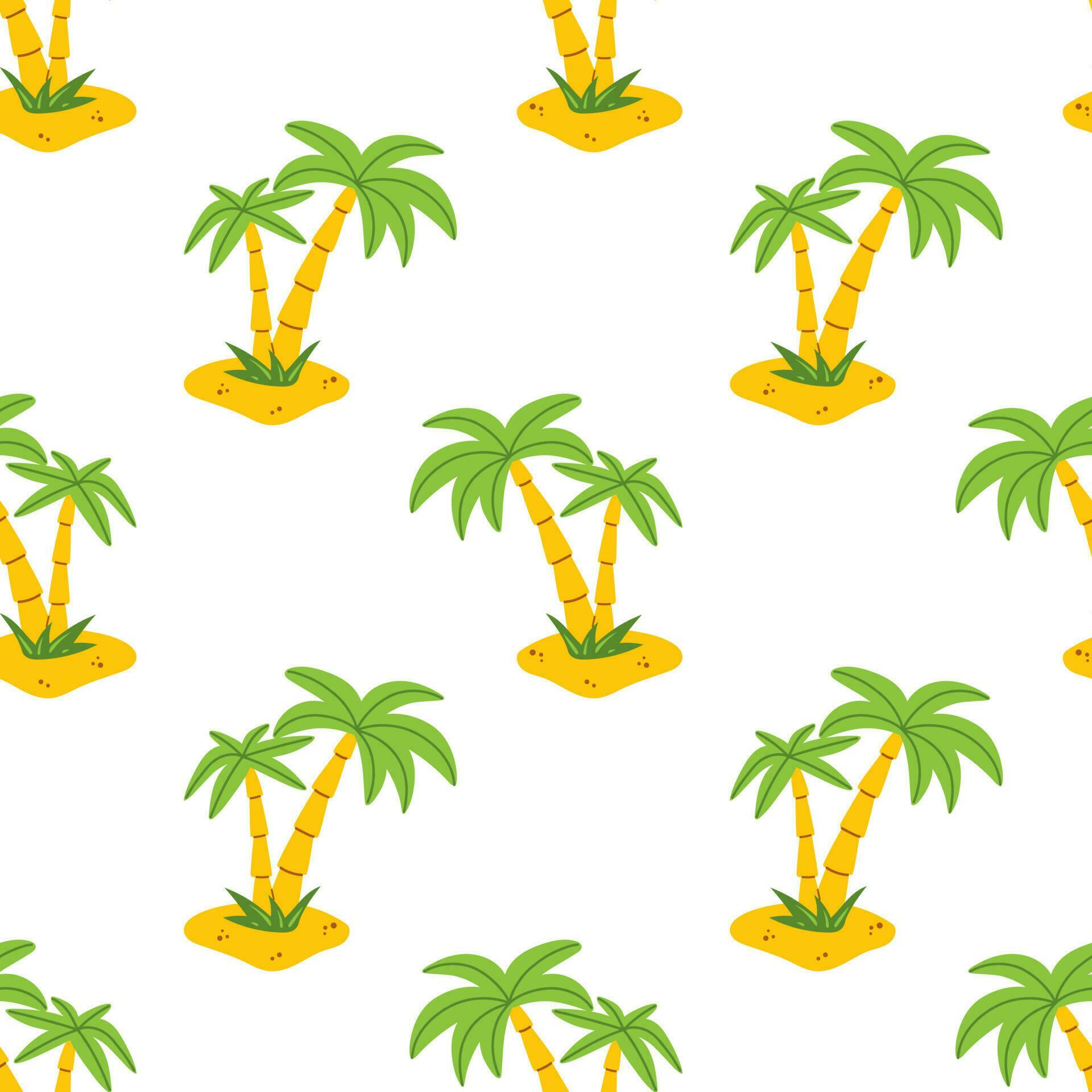 Vector seamless pattern with palm tree in flat design. Two palm trees ...