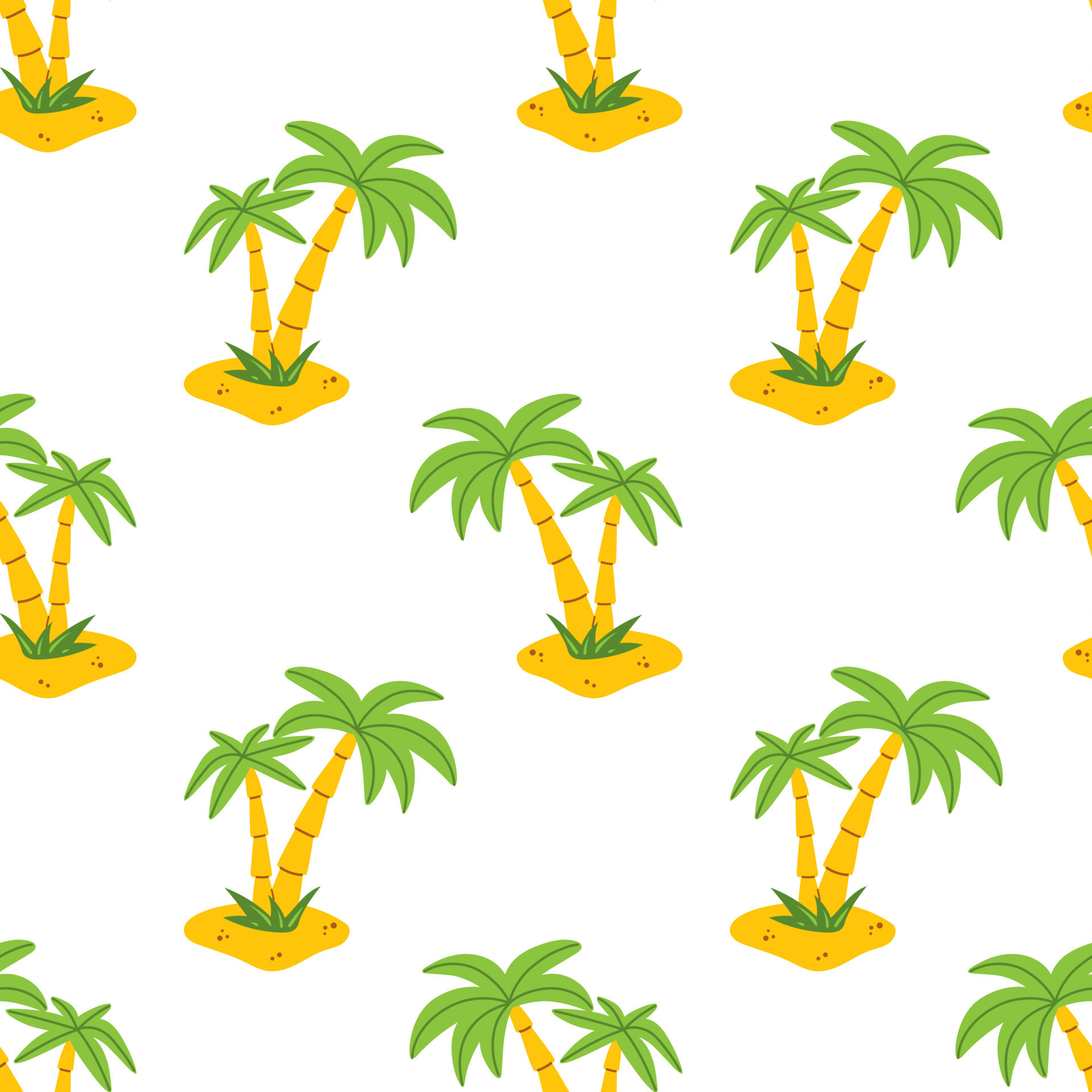 Vector seamless pattern with palm tree in flat design. Two palm trees ...