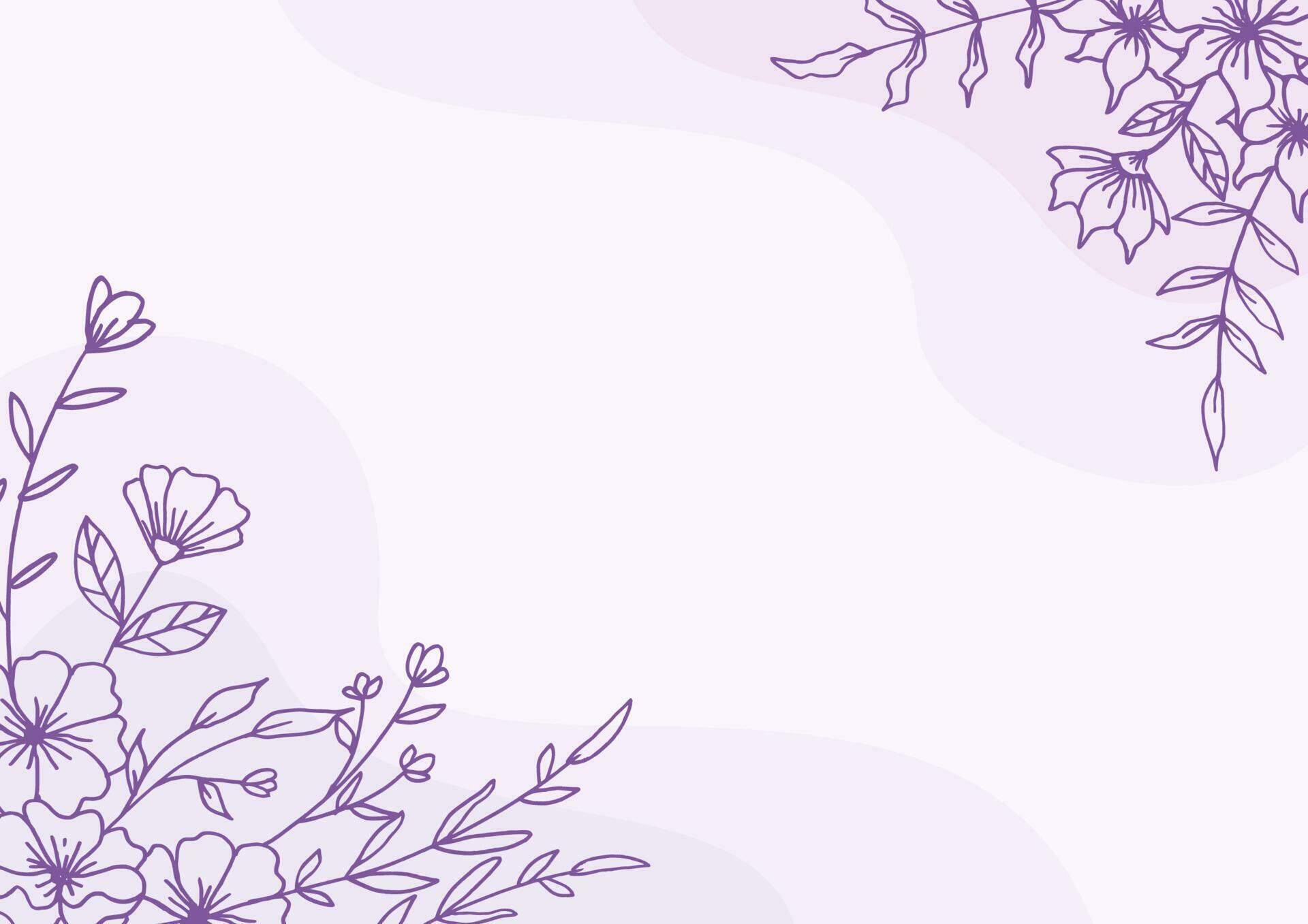 Beautiful Purple floral background with hand drawn leaves and flower ...
