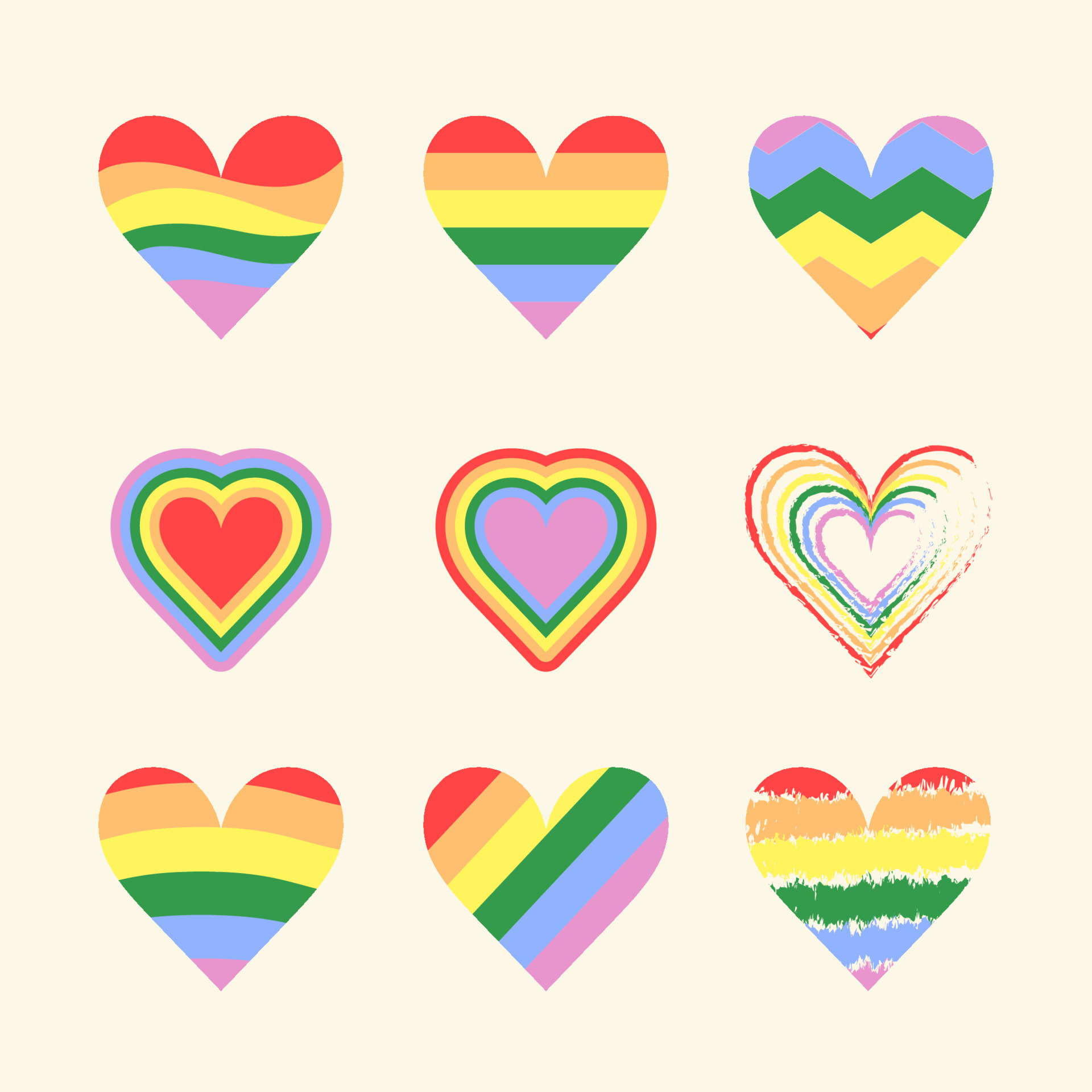 Rainbow Heart Vector Set Collection 23510822 Vector Art at Vecteezy