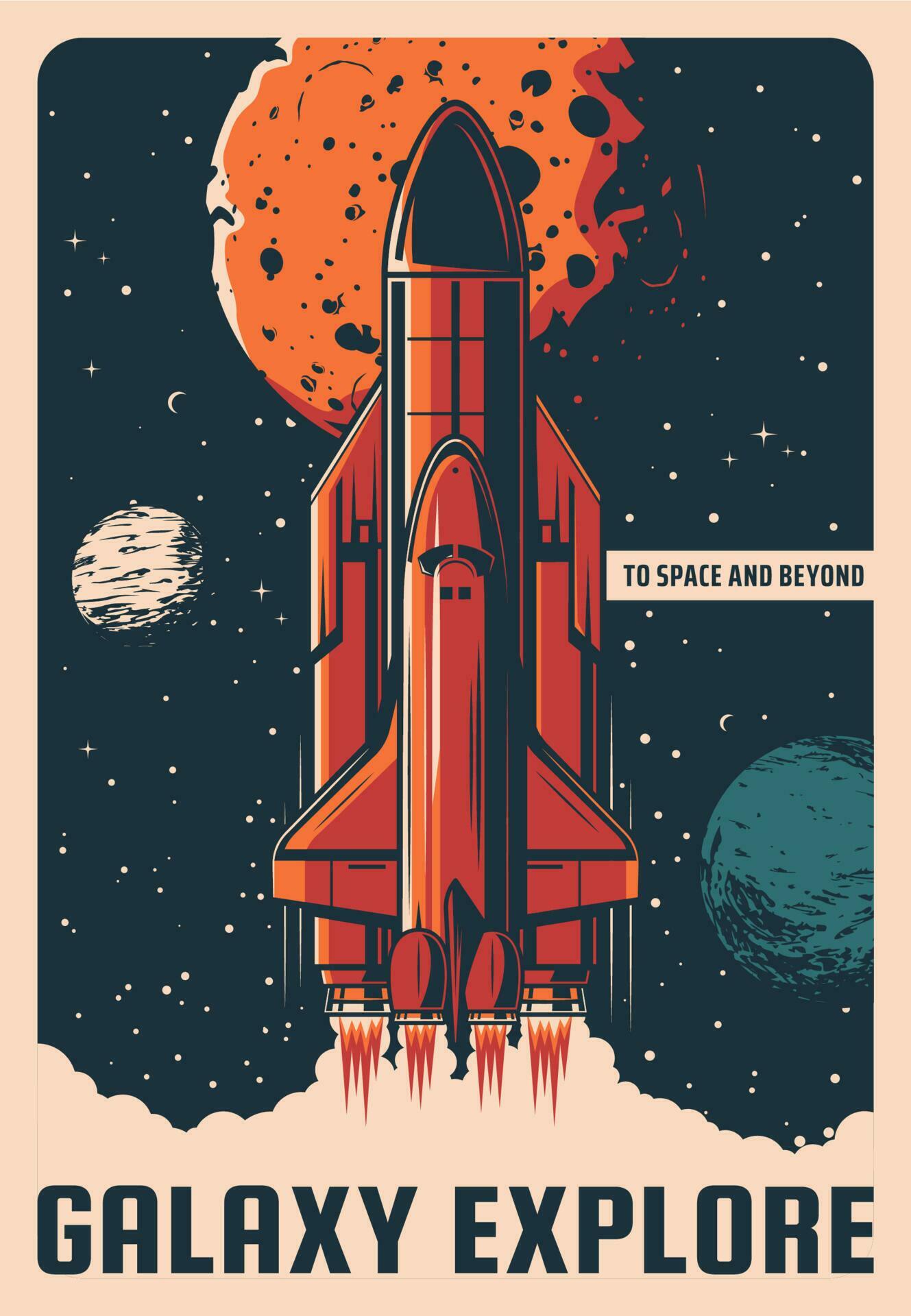 Galaxy Explore Vector Rocket Take Off Spaceport 23510850 Vector Art At