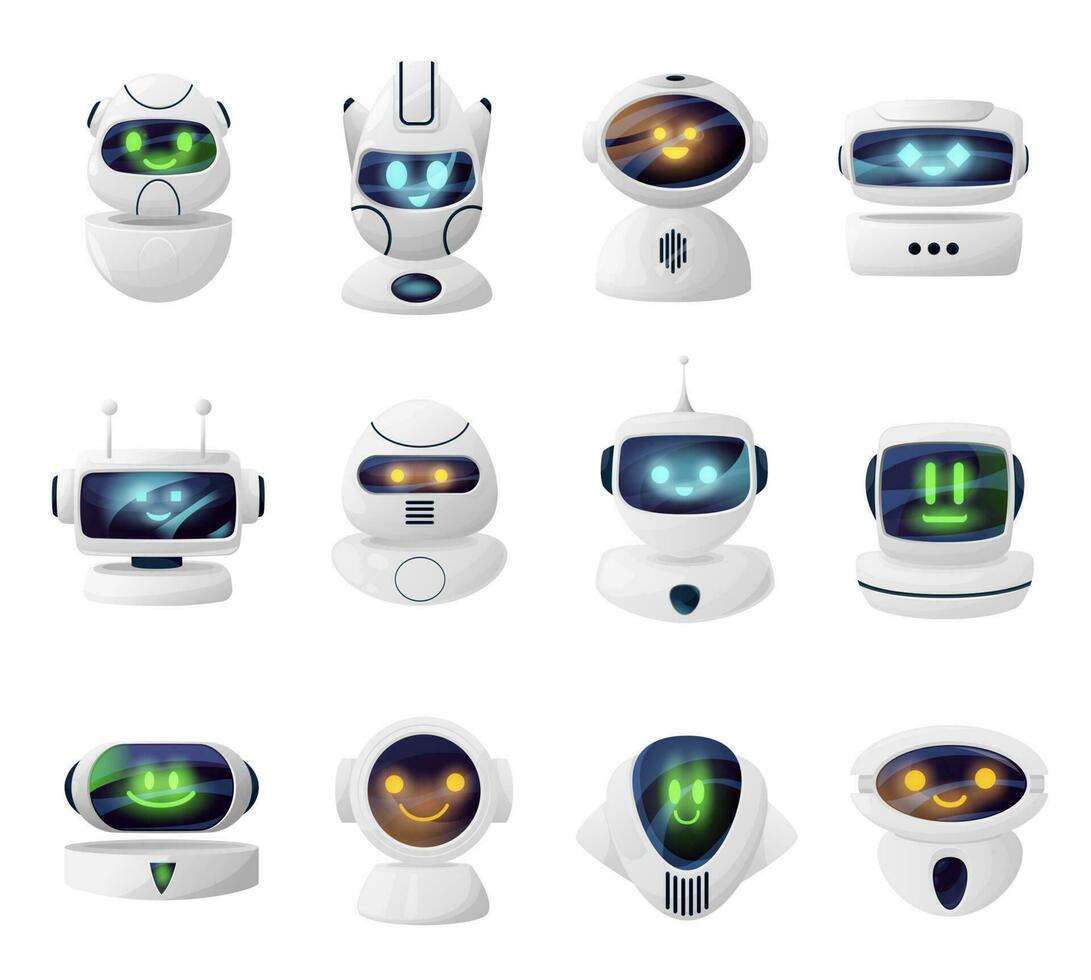 Robots, androids heads with faces on screen vector 23511734 Vector Art ...