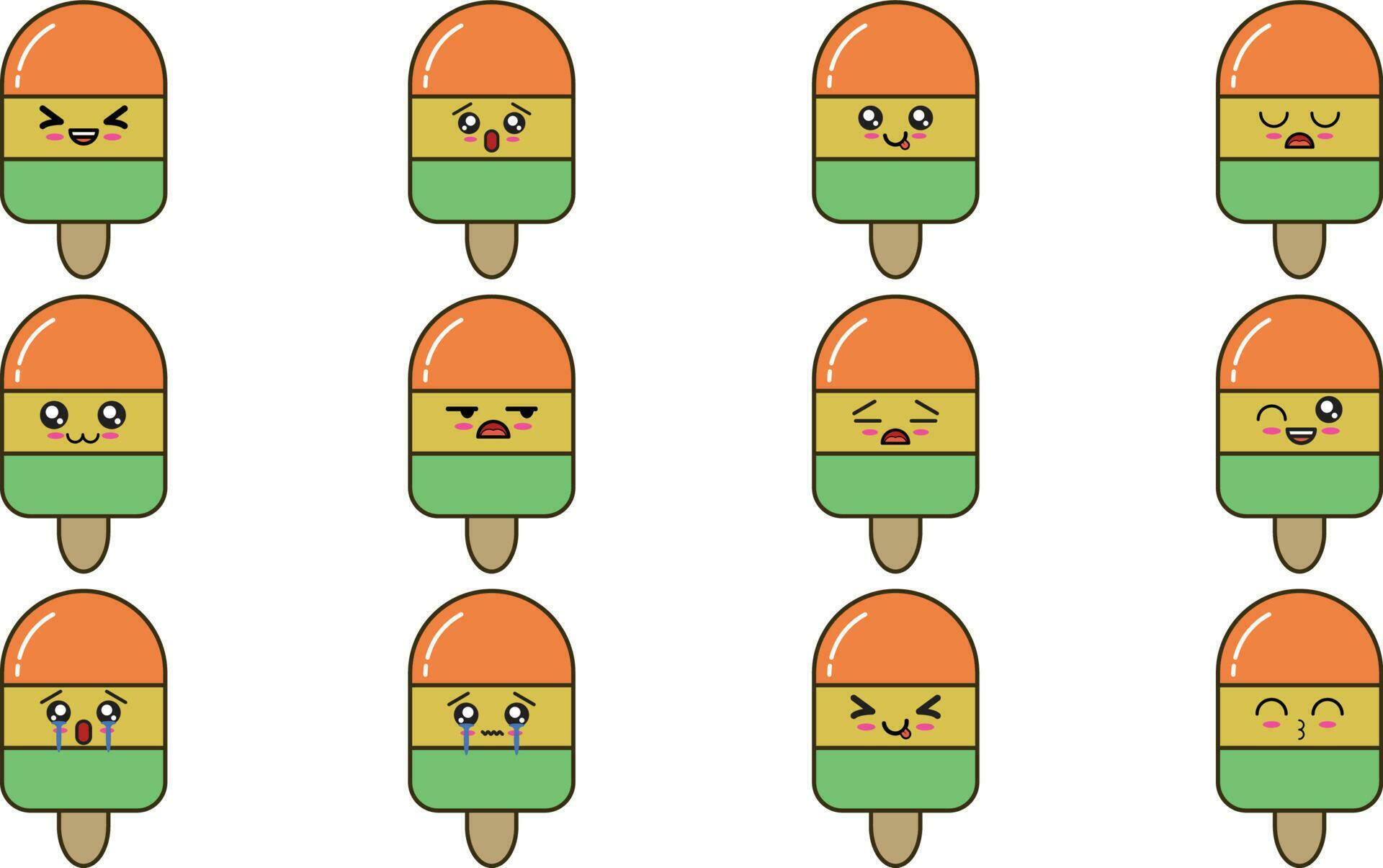 Ice cream emoticon illustrations are designed in the form of emoticons ...