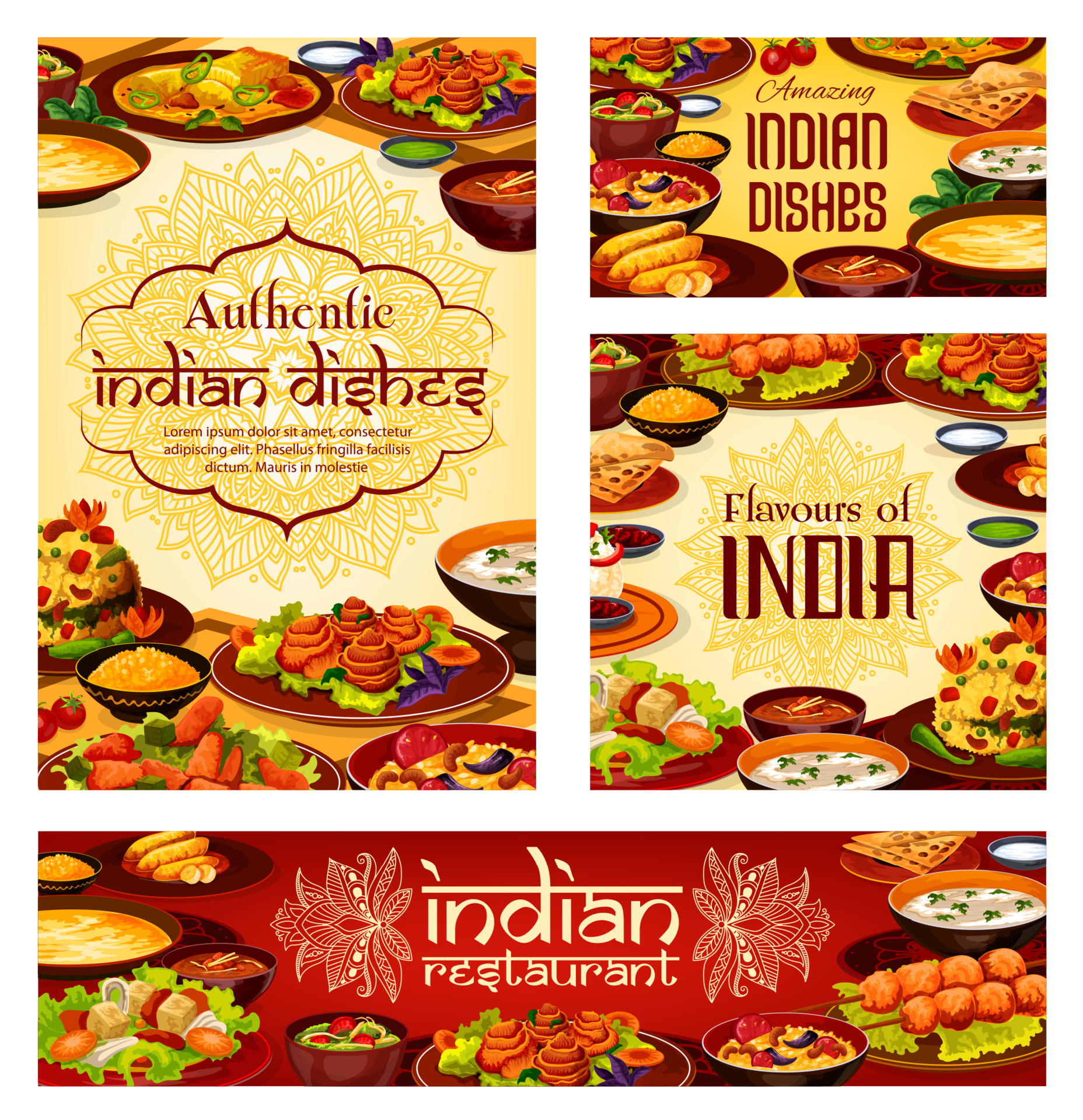 Indian cuisine food and desserts, cafe menu 23512253 Vector Art at Vecteezy
