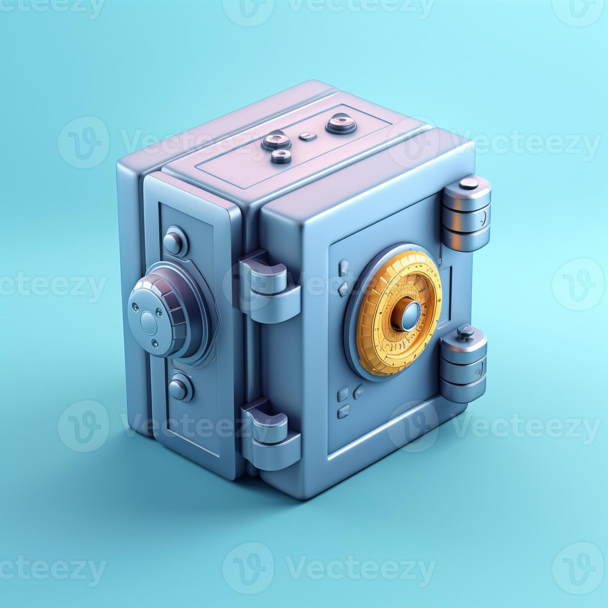 3d isometric view safe locker on light blue background 23512609 Stock ...