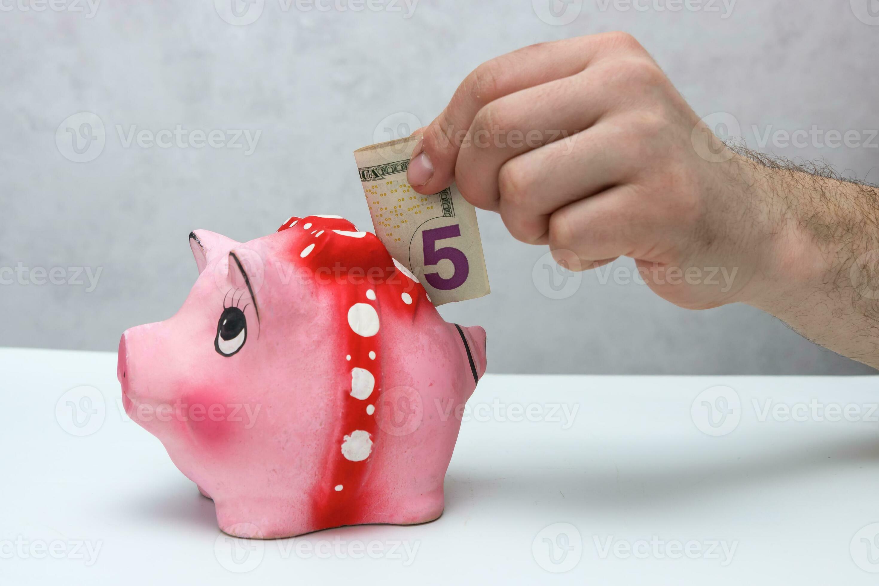 man-s-hand-puts-a-banknote-of-5-dollars-in-a-piggy-bank-23513836-stock