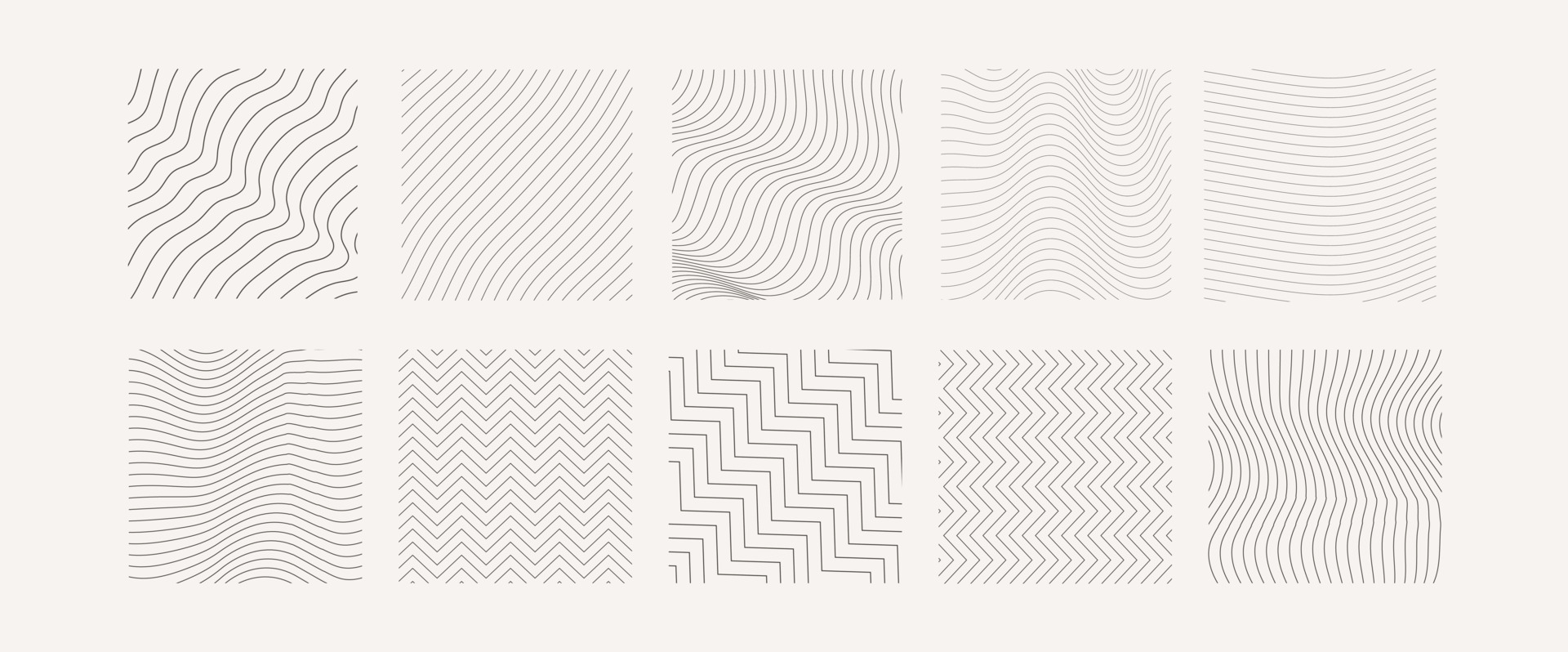 Set of abstract rectangle with line wave pattern. Geometric modern ...