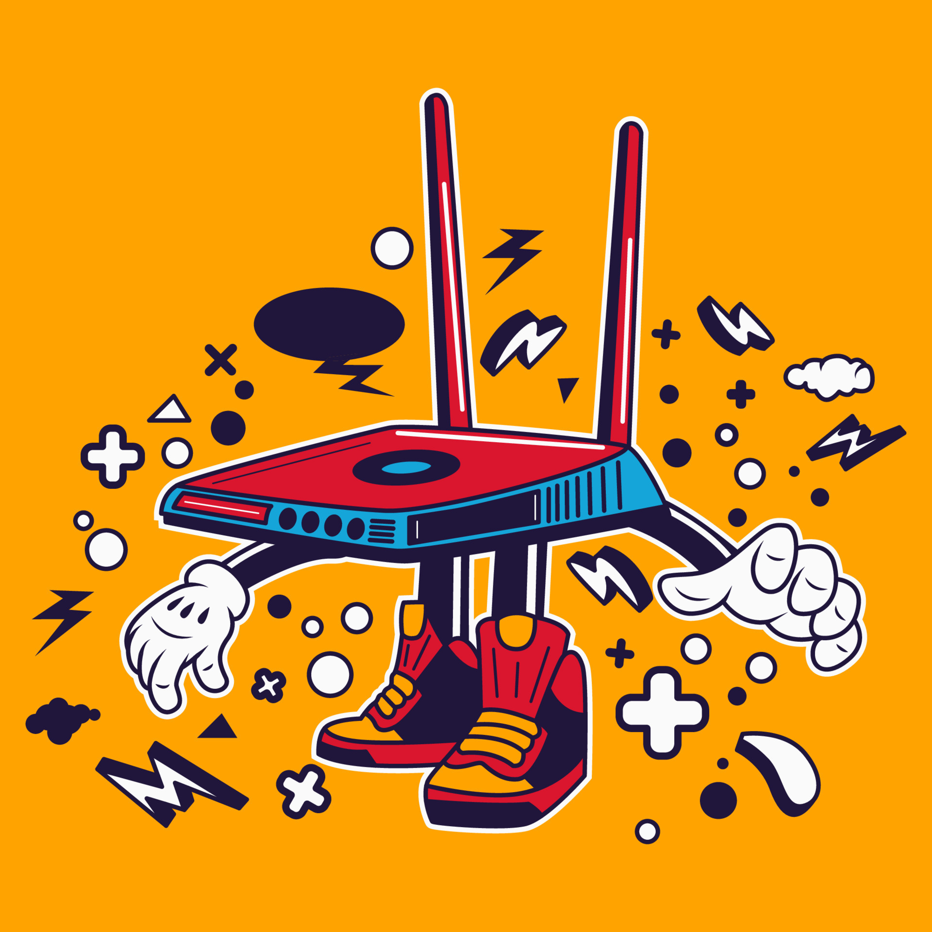 Wifi Modem Cartoon Character Sticker Vector Illustration 23514868