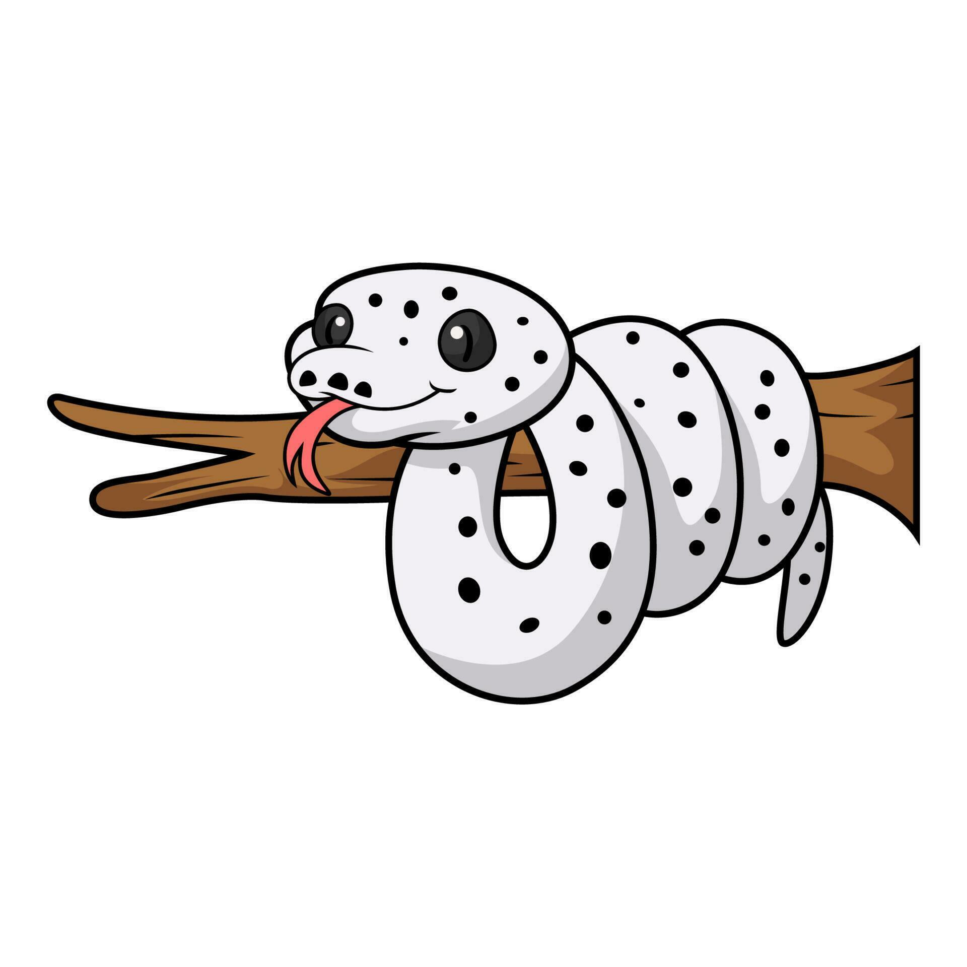 Cute cow reticulated python cartoon on tree branch 23515620 Vector Art ...