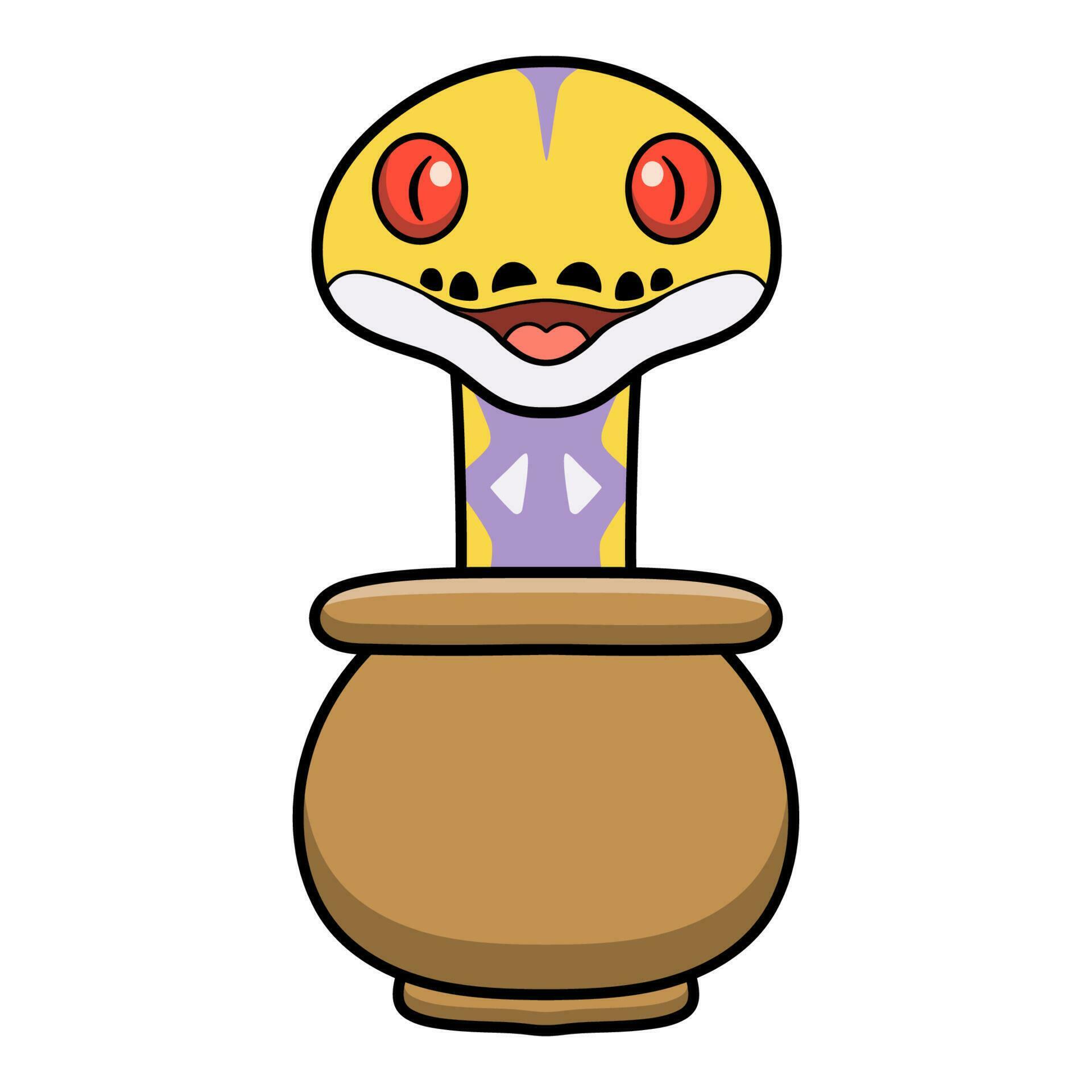 Cute lavender reticulated python cartoon inside the pot 23515634 Vector ...