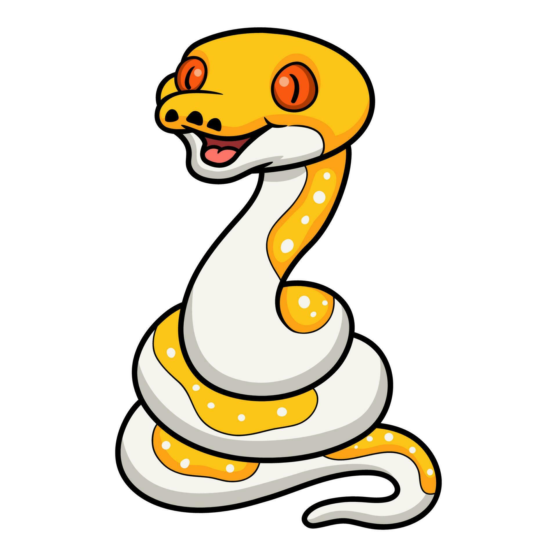 Cute albino pied reticulated python cartoon 23515664 Vector Art at Vecteezy