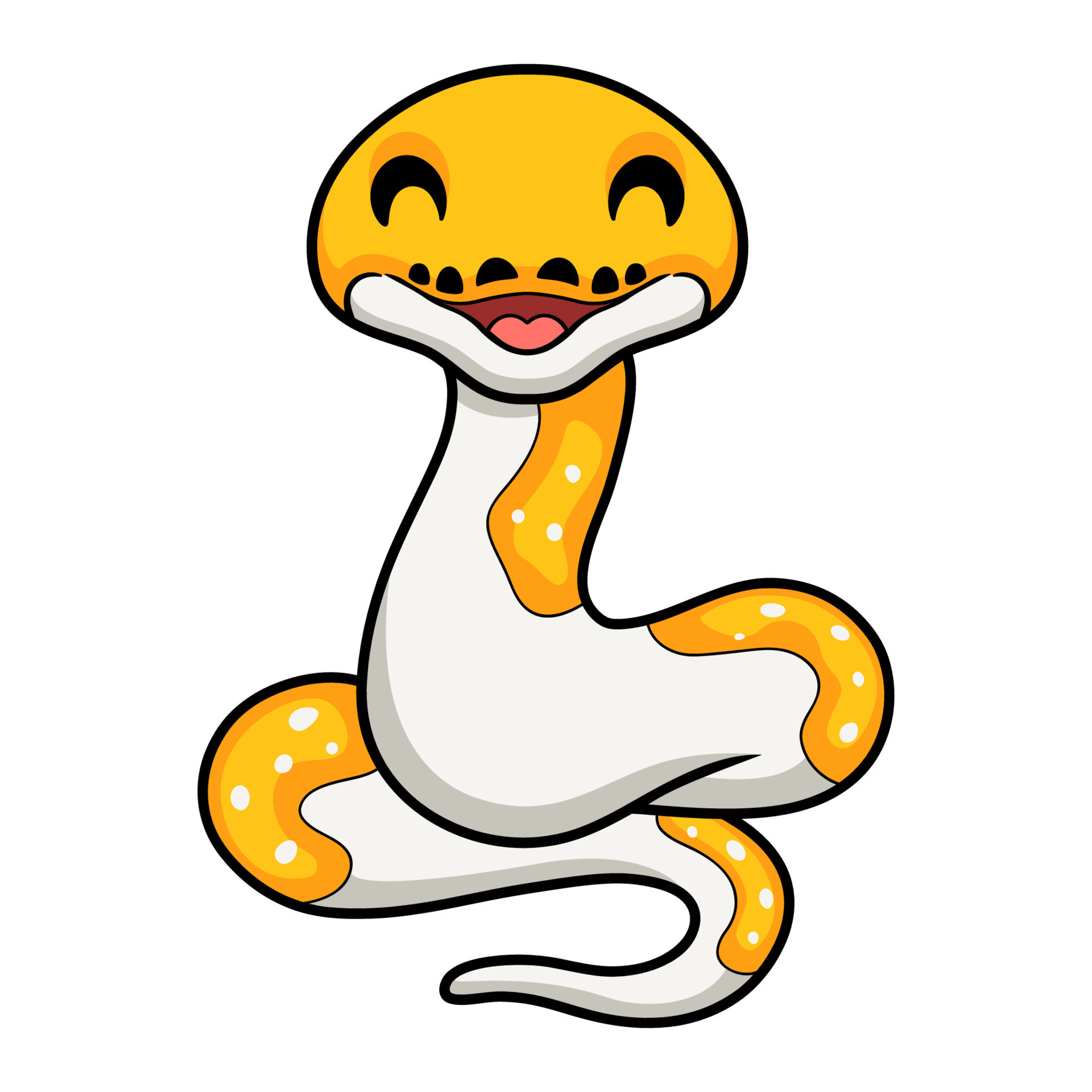 Cute albino pied reticulated python cartoon 23515677 Vector Art at Vecteezy