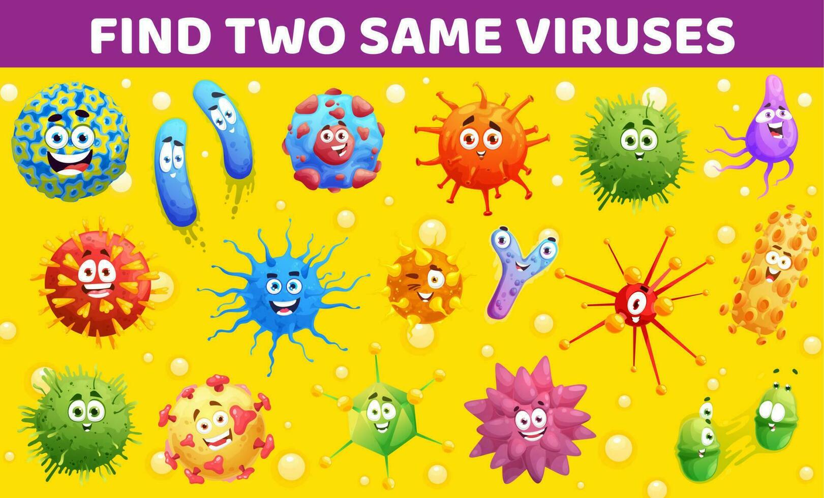 Find two same viruses, microbes education game 23515713 Vector Art at ...