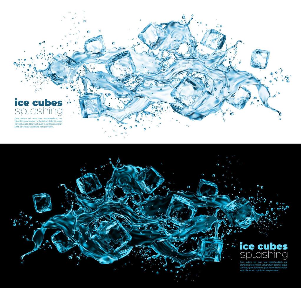 Realistic ice cubes and water wave splash 23515753 Vector Art at Vecteezy