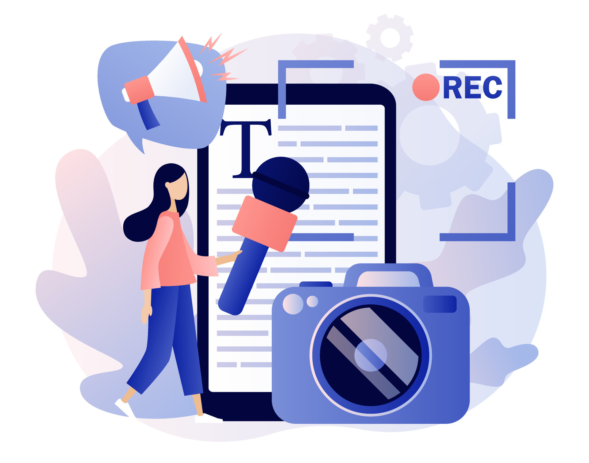 periodista. masa medios de comunicación noticias. televisor, periódico, Internet y radio ...