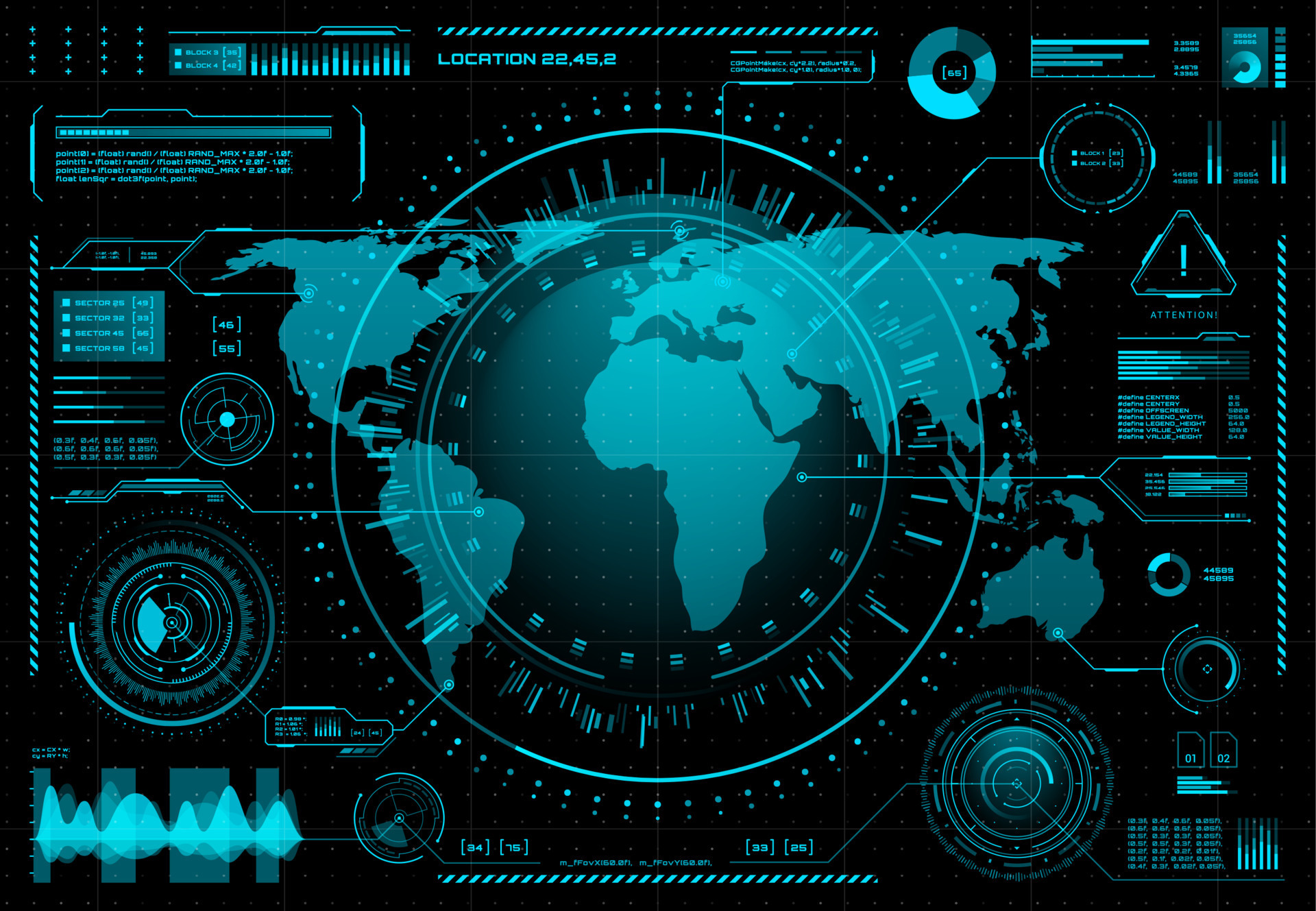 HUD user interface, world map, business data chart 23518725 Vector Art ...
