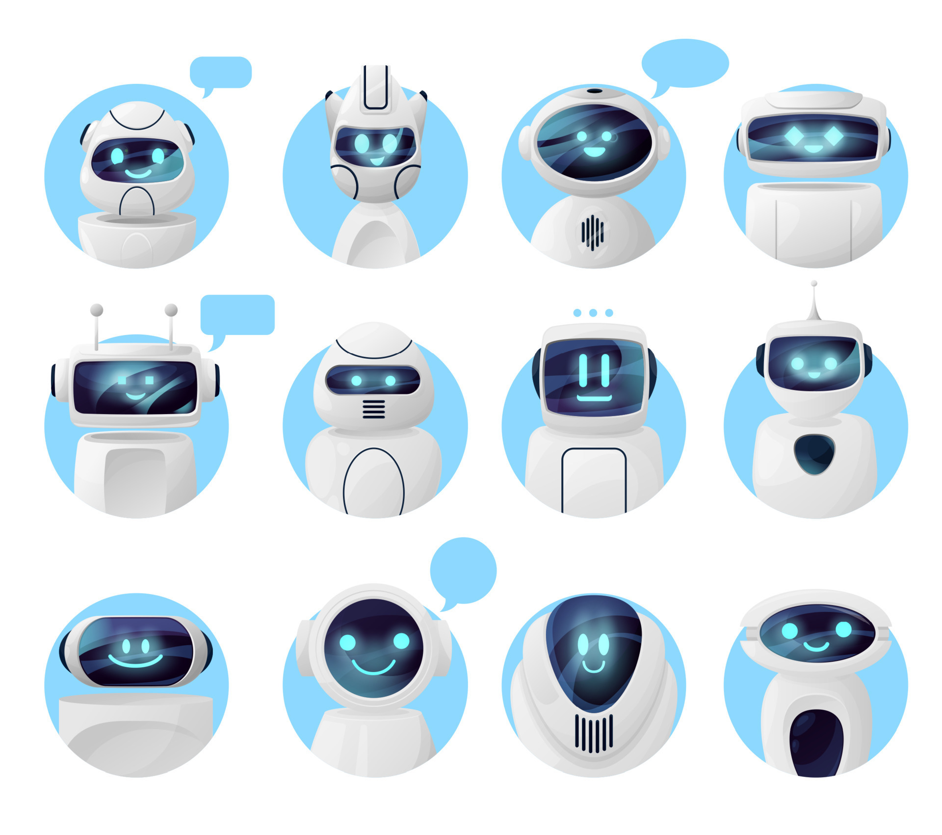 Chat Bot Icons Chatbot Robots With Message Bubble 23519063 Vector Art