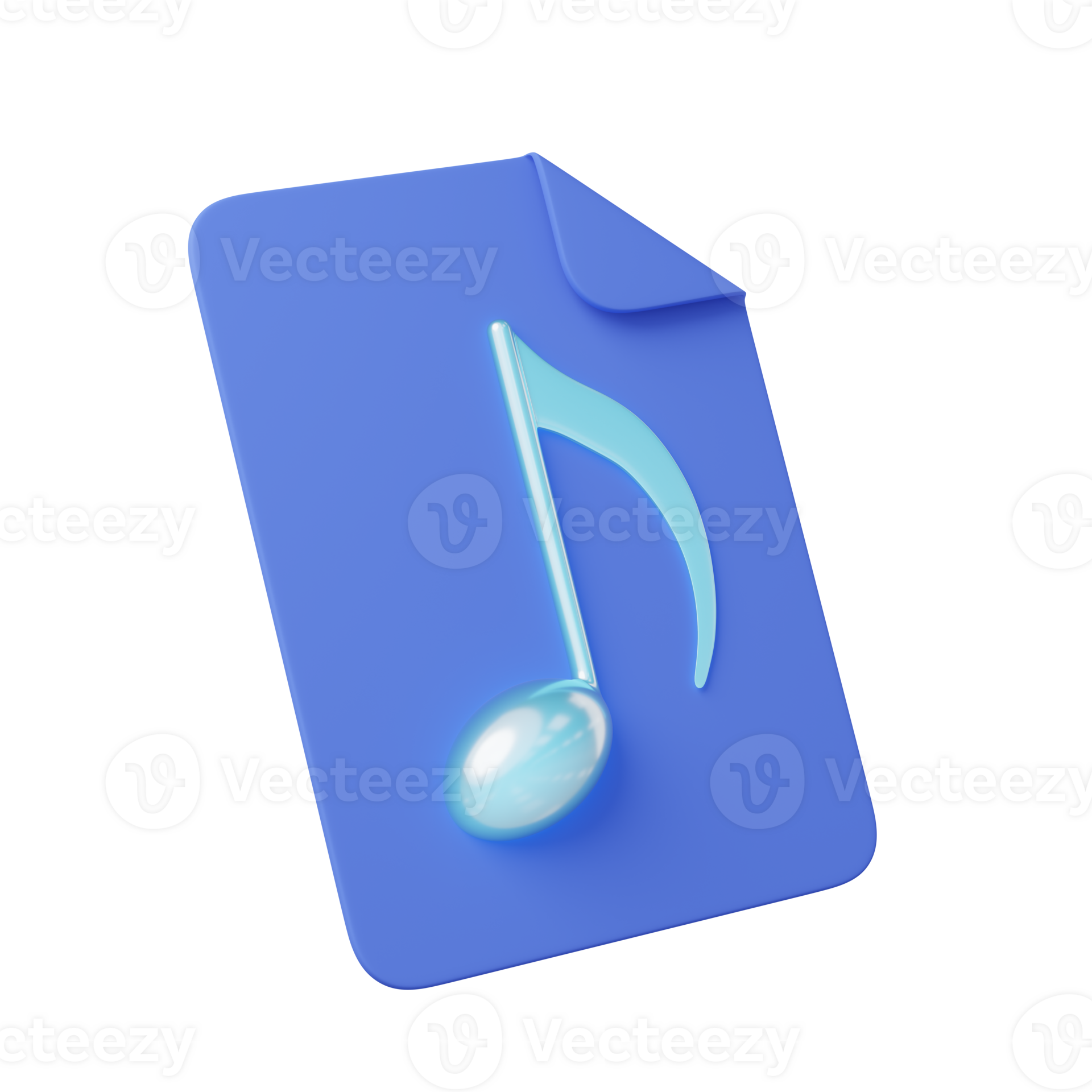 3d Music file icon. Document song with note melody floating isolated on ...