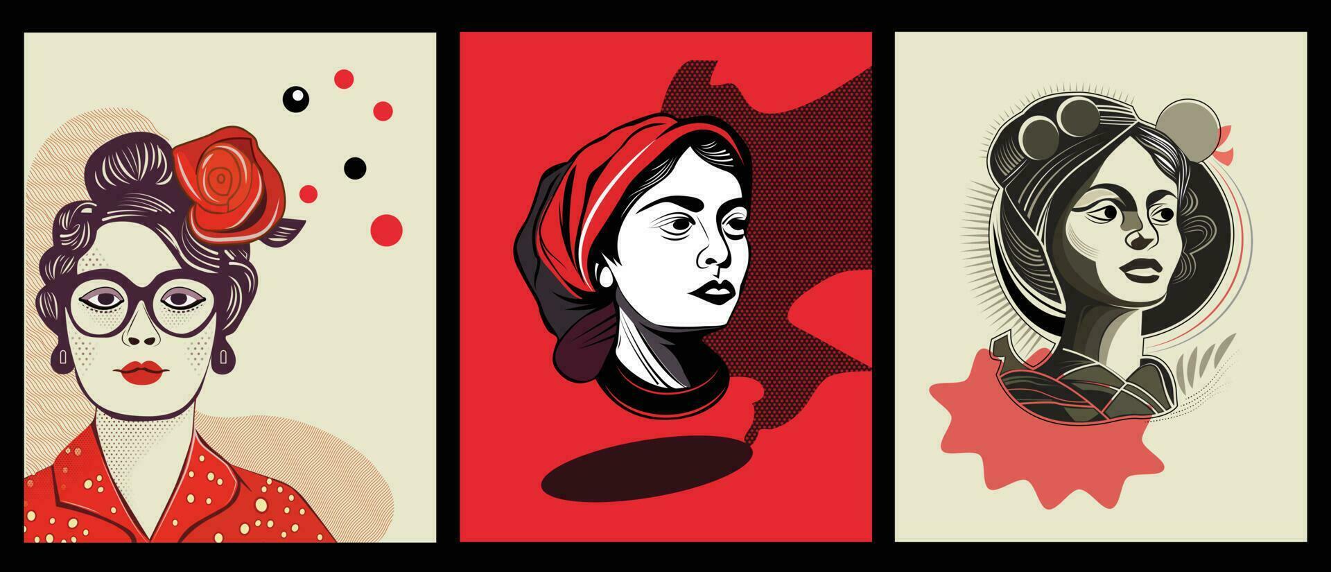 Women Portrait Flat Illustration Vector Template 23522071 Vector Art At
