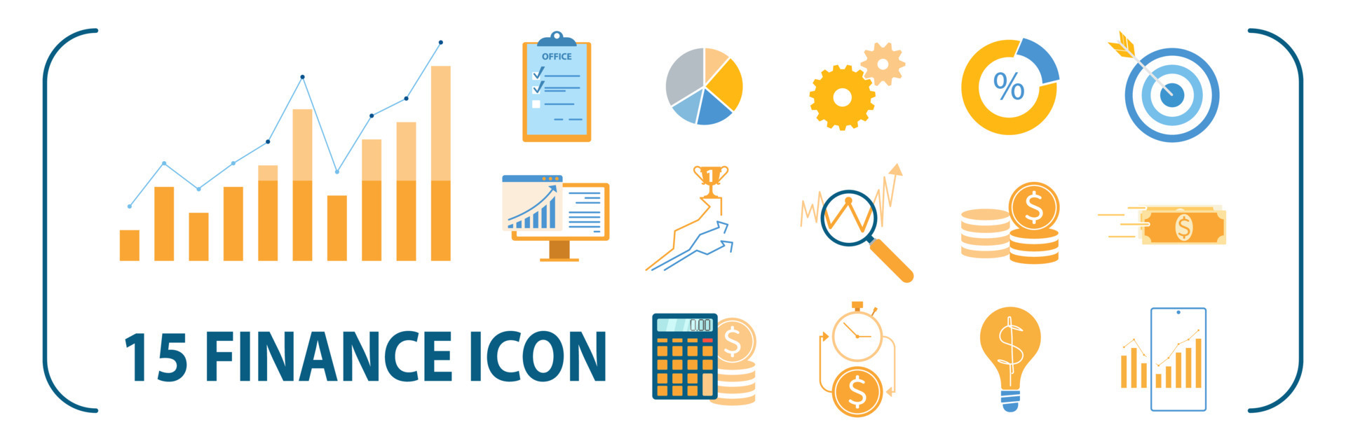 Vector finance icon set flat web - SEO and development, creative ...