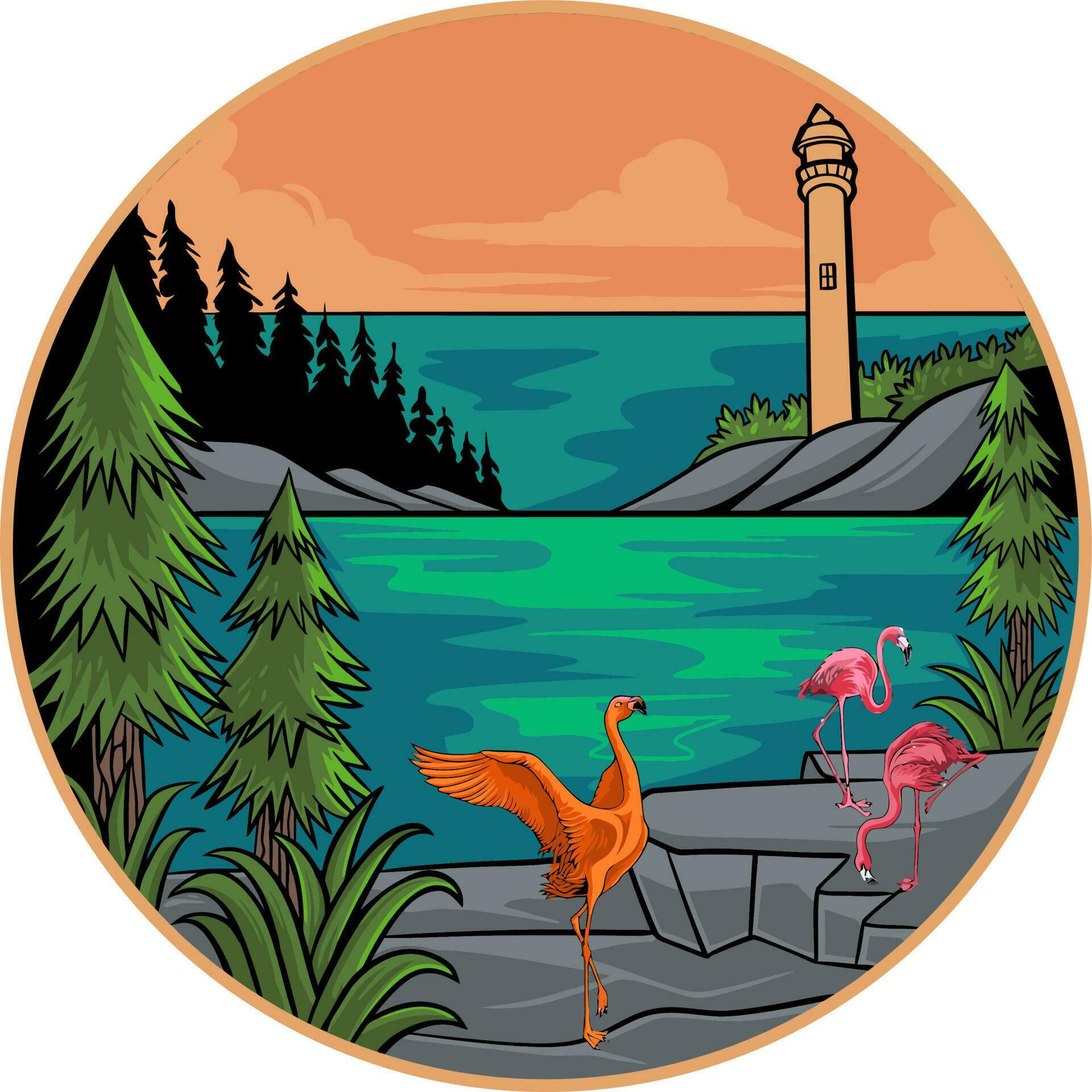 seaside scenery vector illustration 23523812 Vector Art at Vecteezy