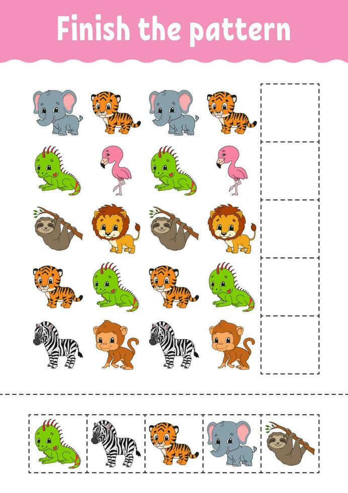 Finish the pattern. Cut and play. Education developing worksheet ...