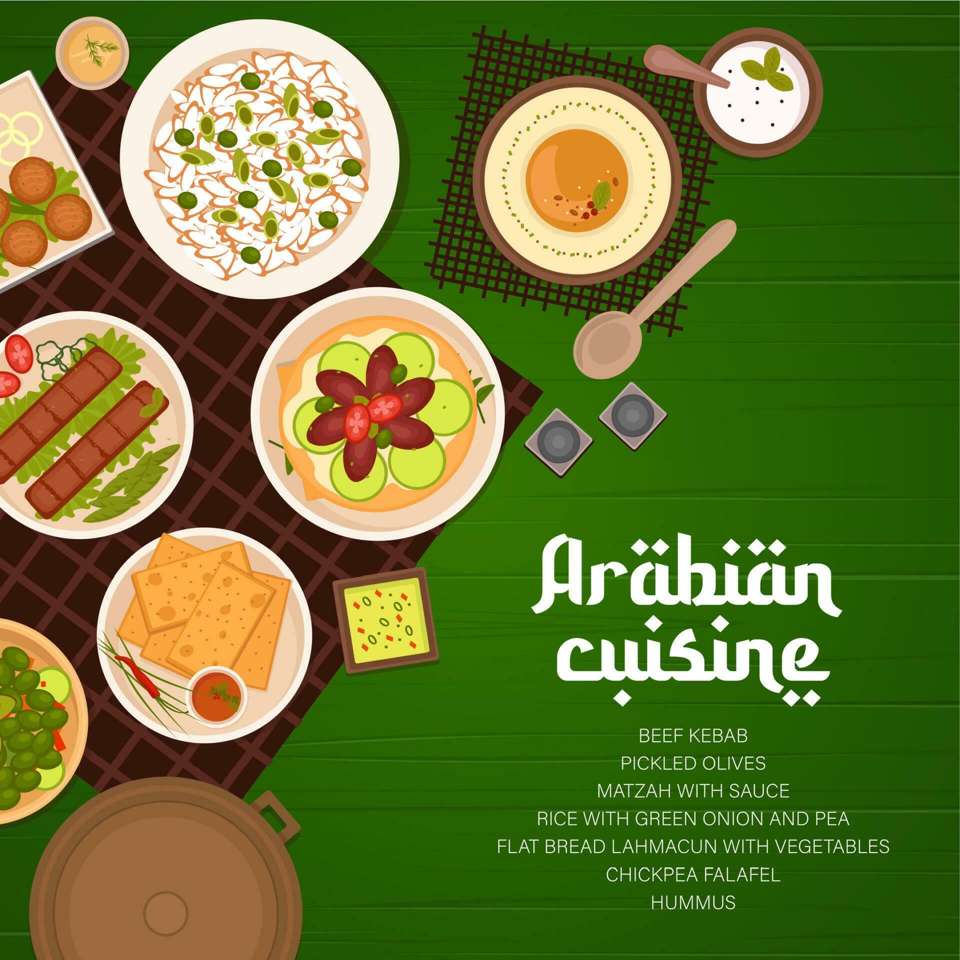 Arabian cuisine restaurant dishes menu cover page 23526478 Vector Art ...