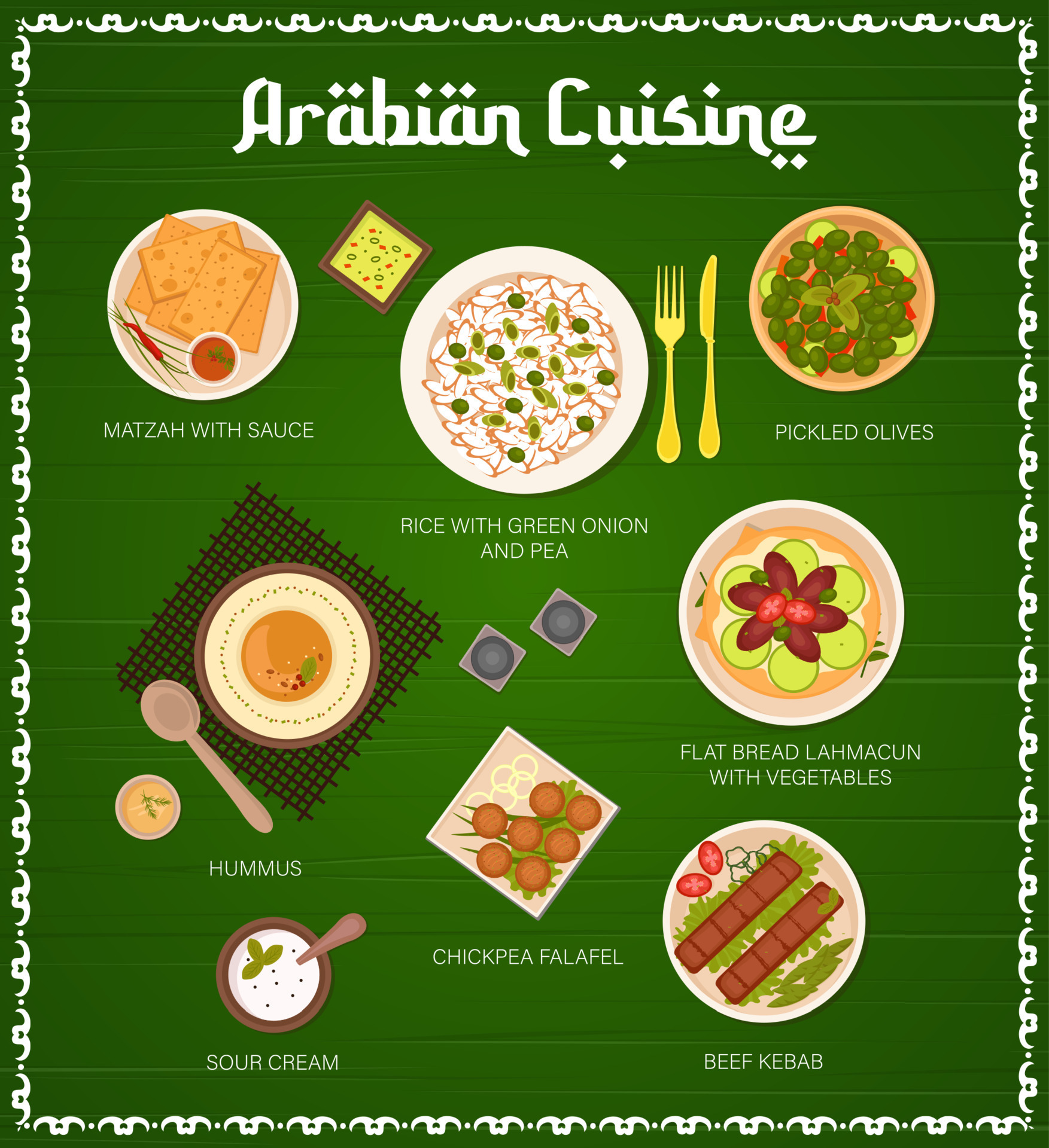 Arabian cuisine meals menu cover vector template 23526563 Vector Art at ...