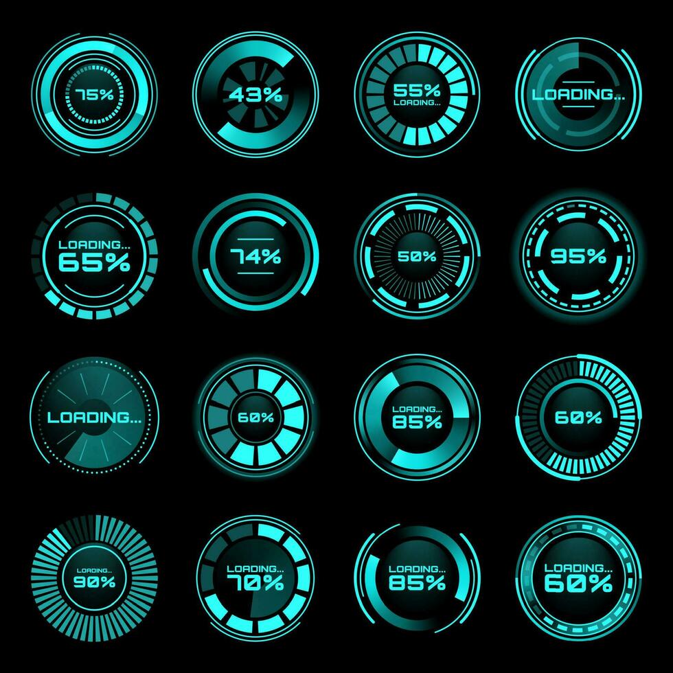 HUD futuristic loading progress bars, Sci Fi 23527713 Vector Art at Vecteezy