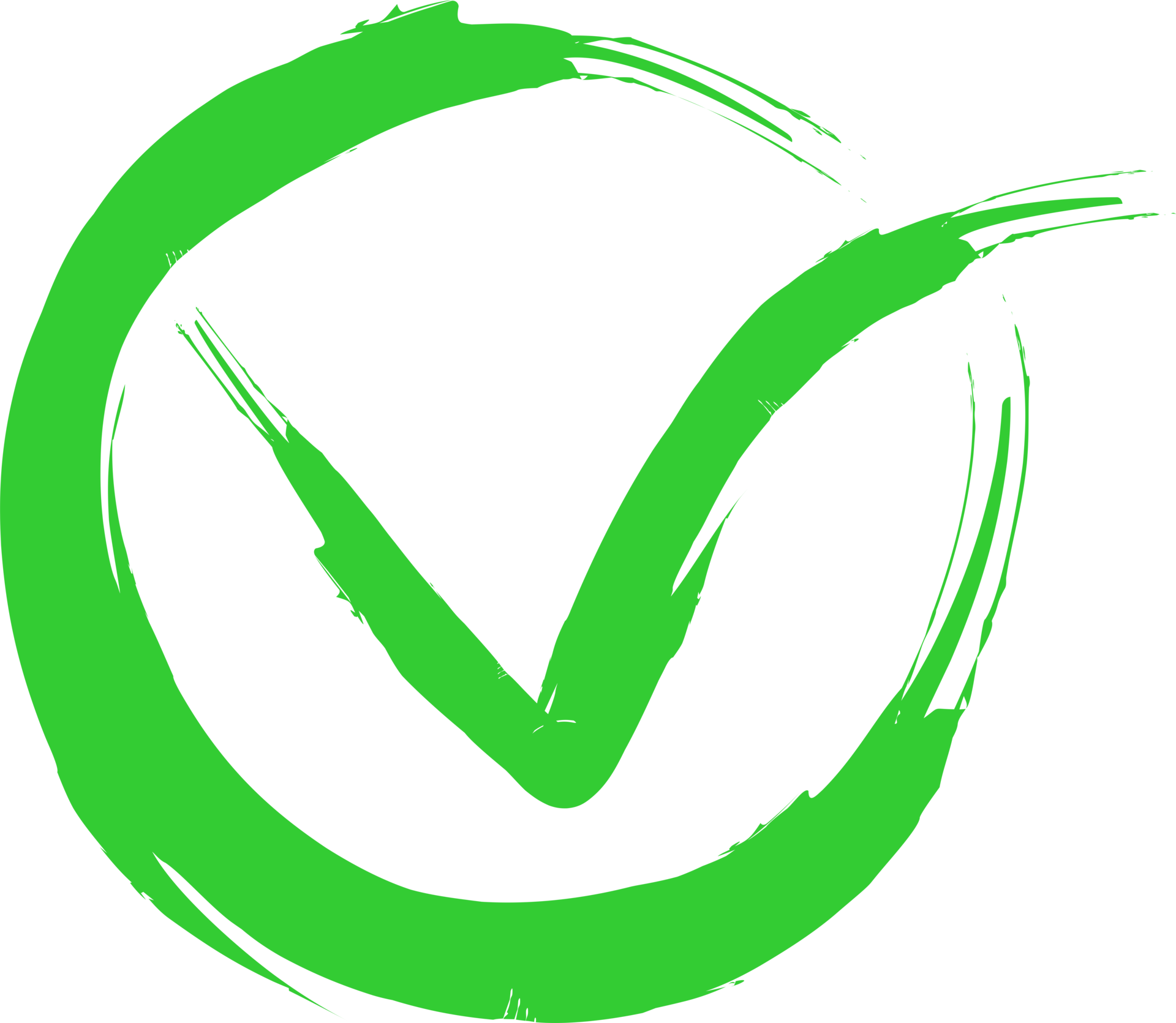 Hand drawing checkmark sign logo symbol, green check mark circle design transparent background ...