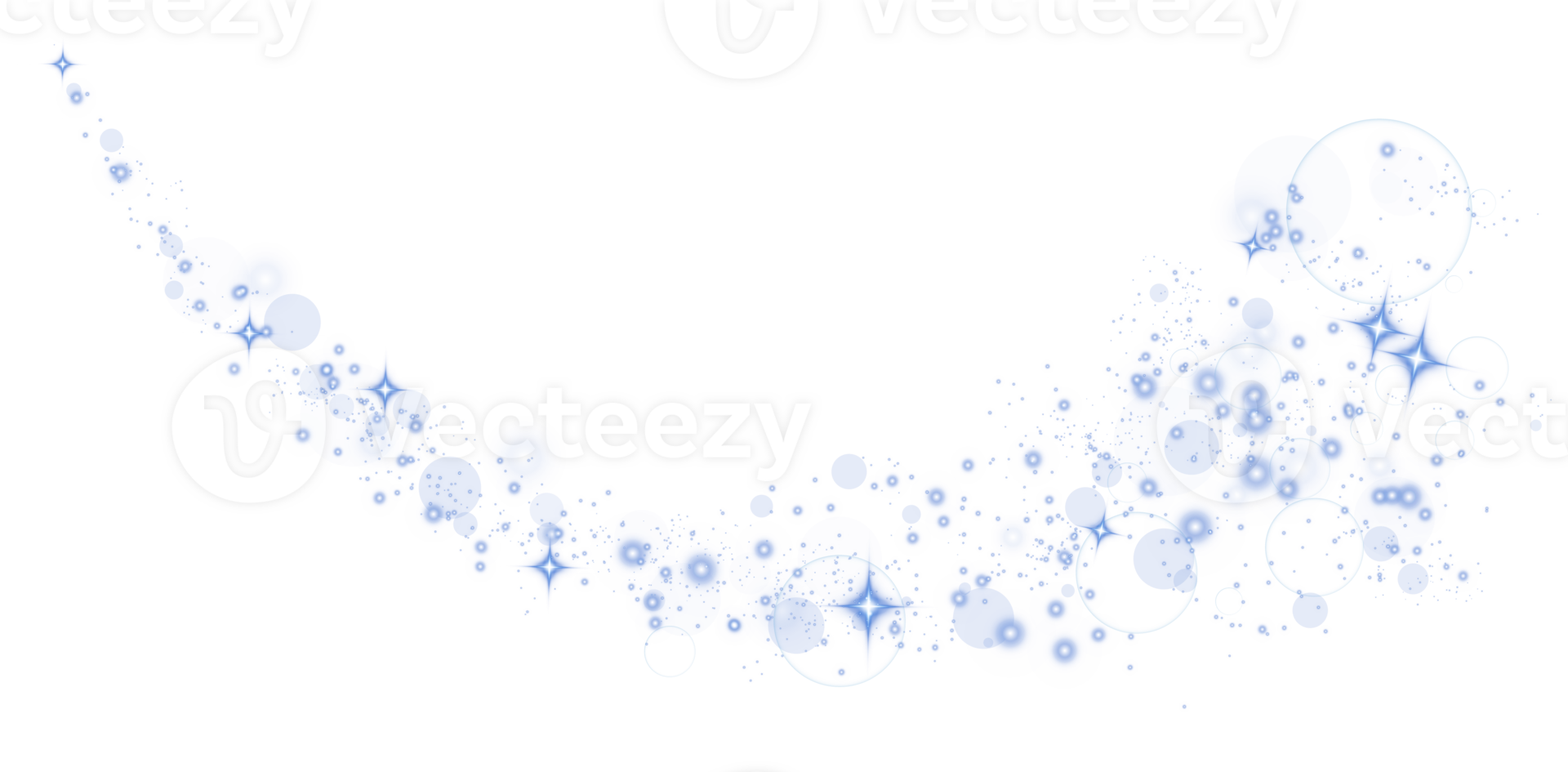 Abstract blue glitter wave illustration. Blue stardust sparkle particles isolated on transparent ...