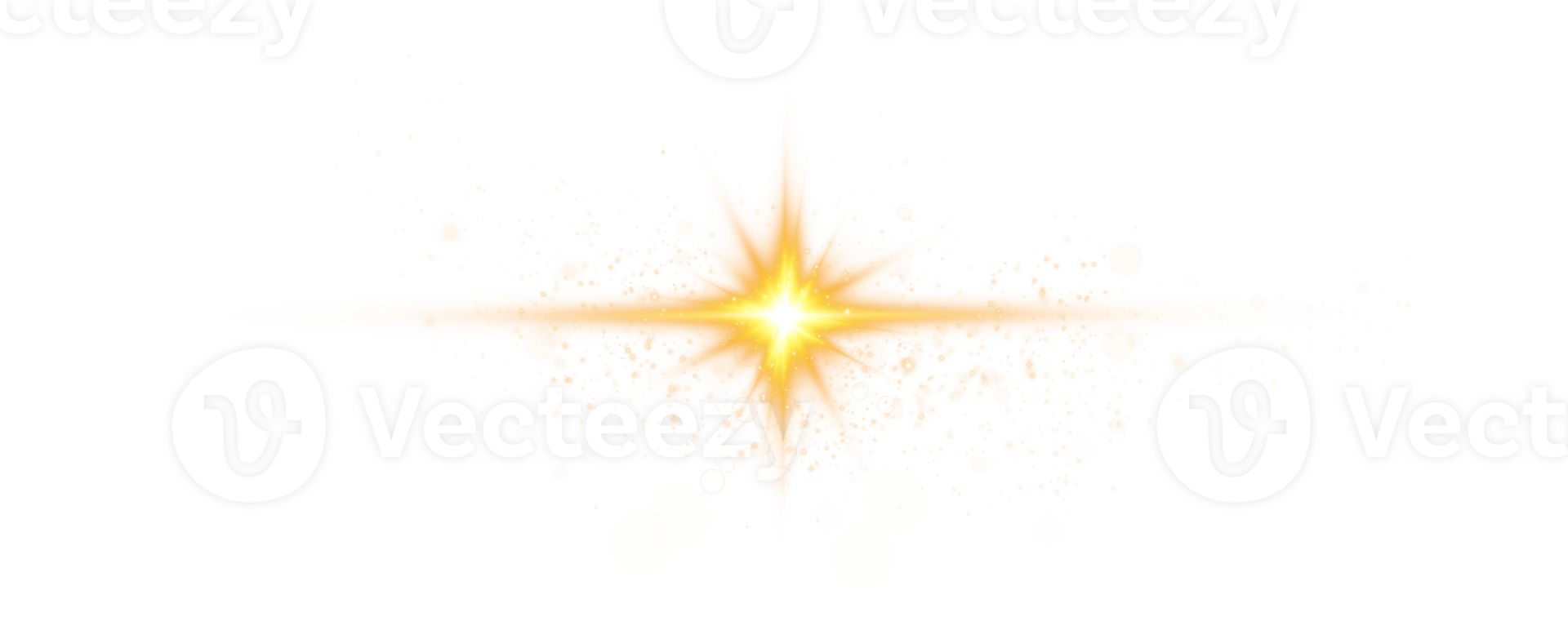 Golden glowing light effects isolated on transparent background. Solar flare with beams and ...