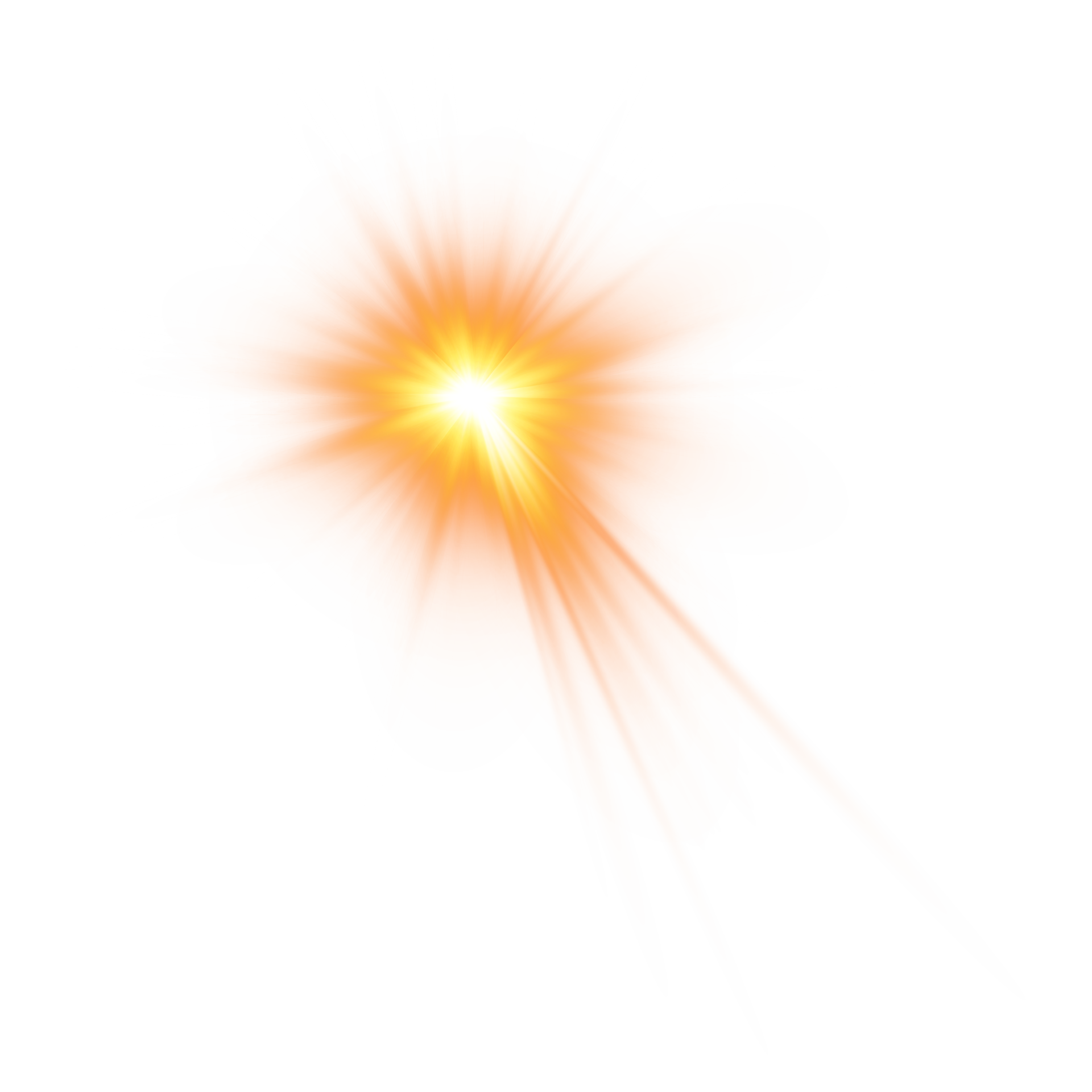 Golden glowing light effects isolated on transparent background. Solar flare with beams and ...