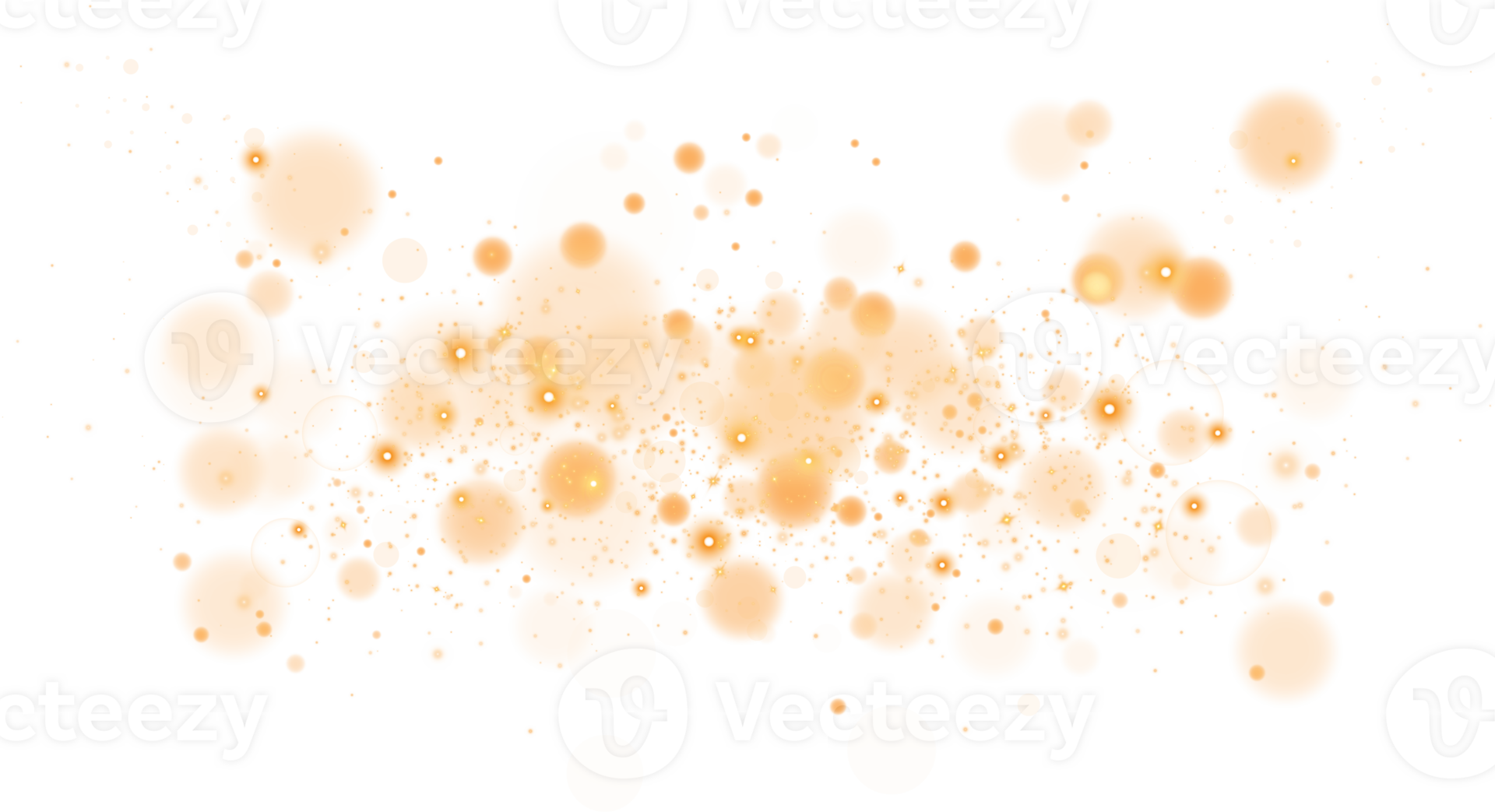 Golden shining bokeh lights with glowing particles on transparent background. PNG. 23530236 PNG