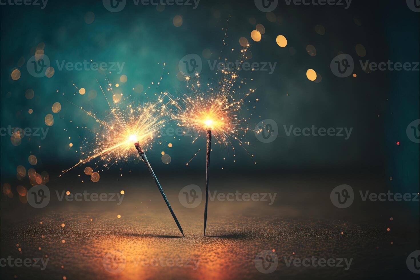 Two sparklers in an obscure background with lots of copy space, perfect for backgrounds happy ...