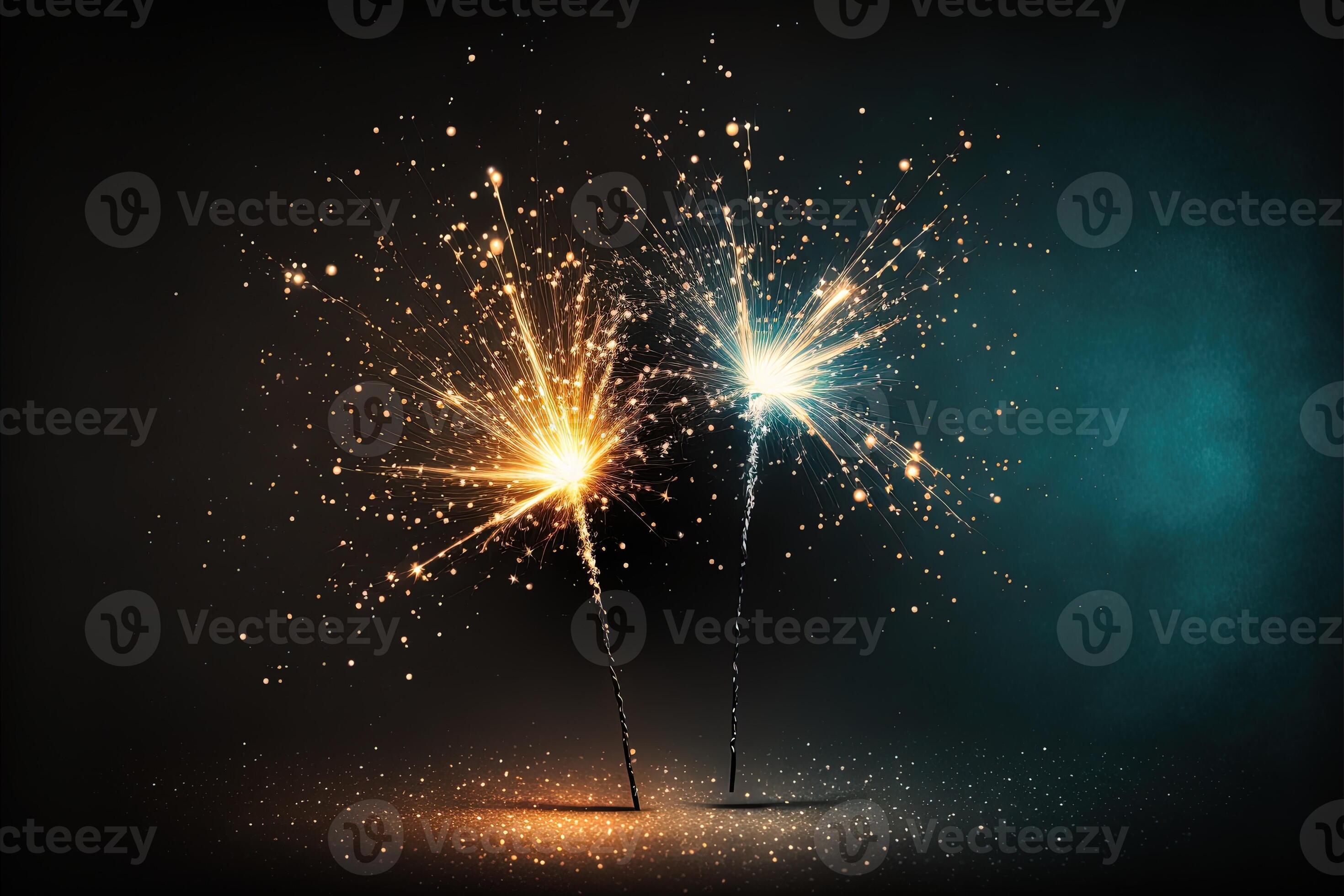 Two sparklers in an obscure background with lots of copy space, perfect for backgrounds happy ...