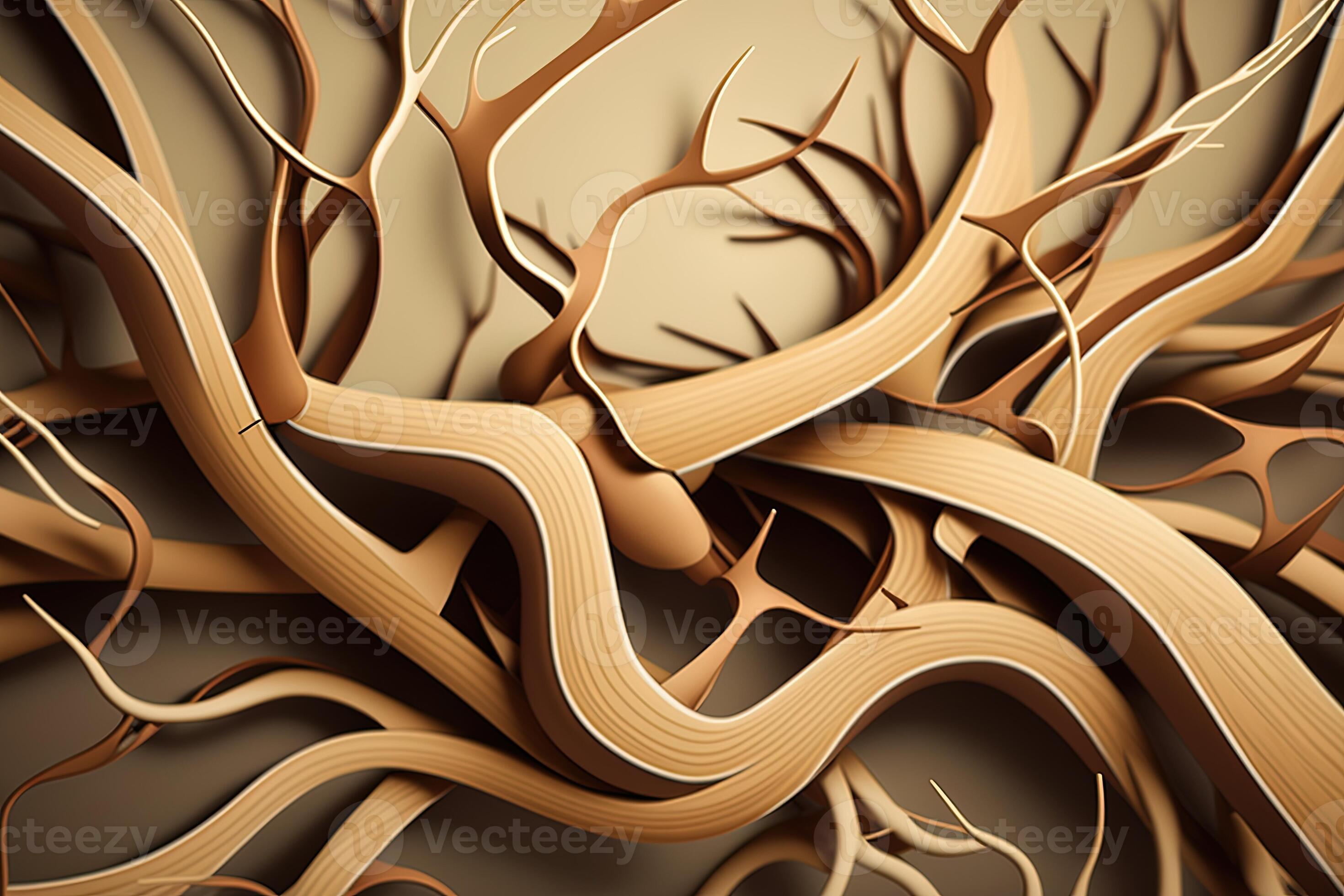 Abstract intricate intertwined wood branches created with technology ...