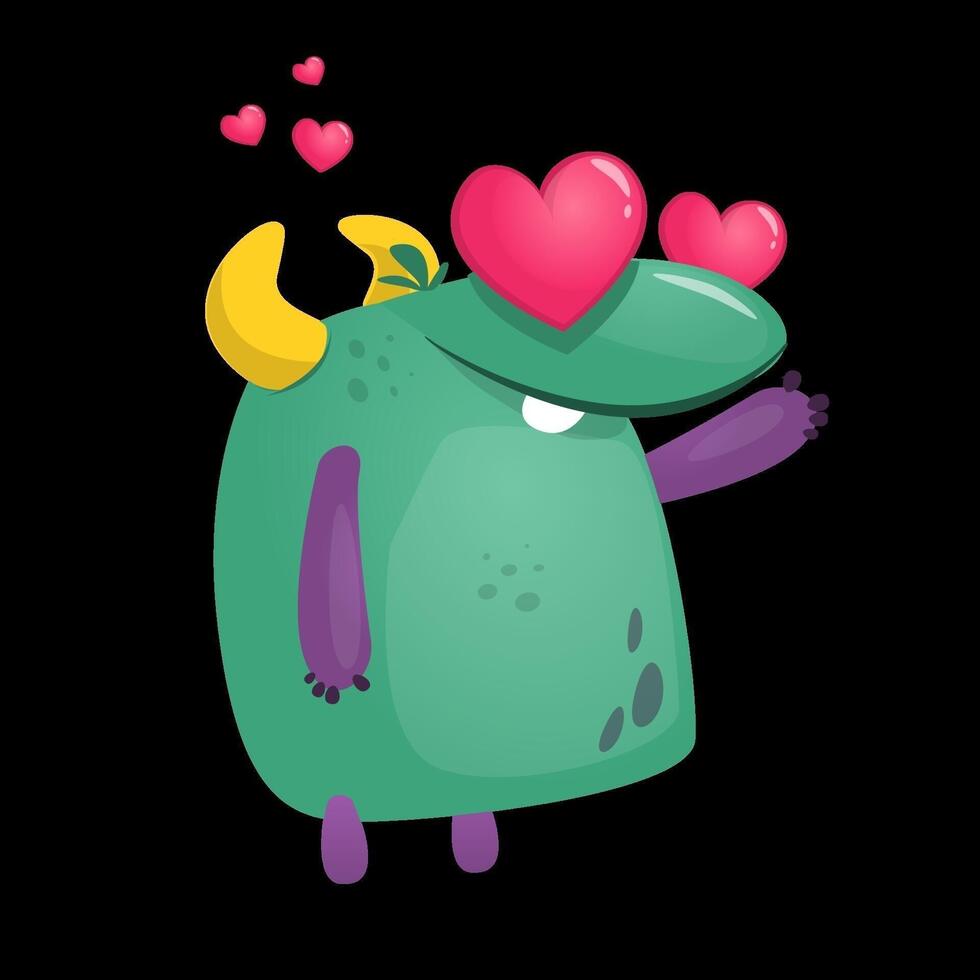 dibujos animados frio monstruo en amor. S t san valentin vector ...
