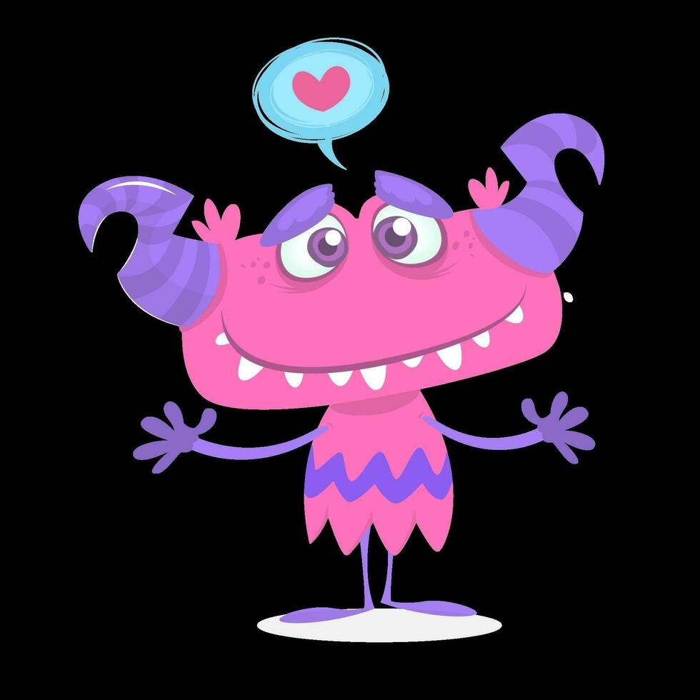 dibujos animados púrpura linda y frio monstruo en amor. S t san ...