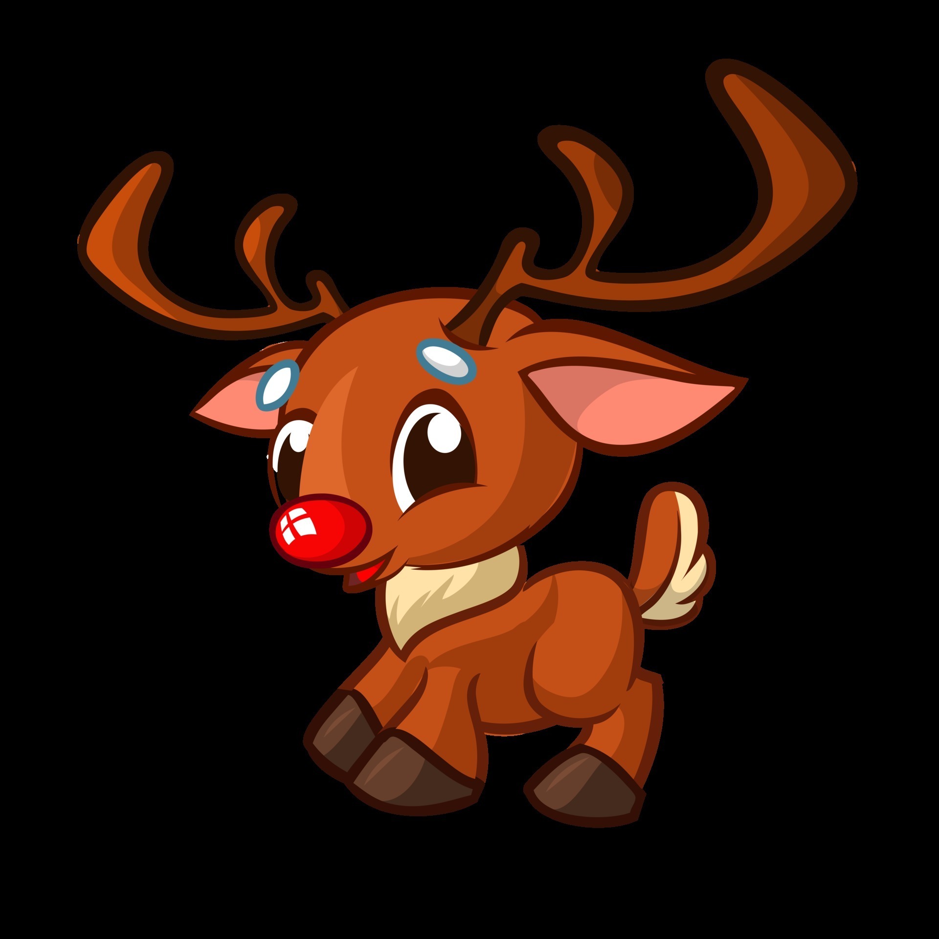 Funny Cartoon Red Nose Reindeer Christmas Vector Illustration Isolated 23541067 Vector Art At