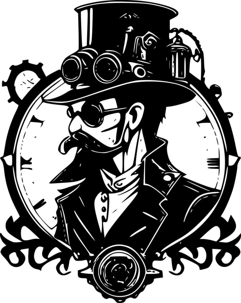 Steampunk, Black and White Vector illustration 23542338 Vector Art at ...