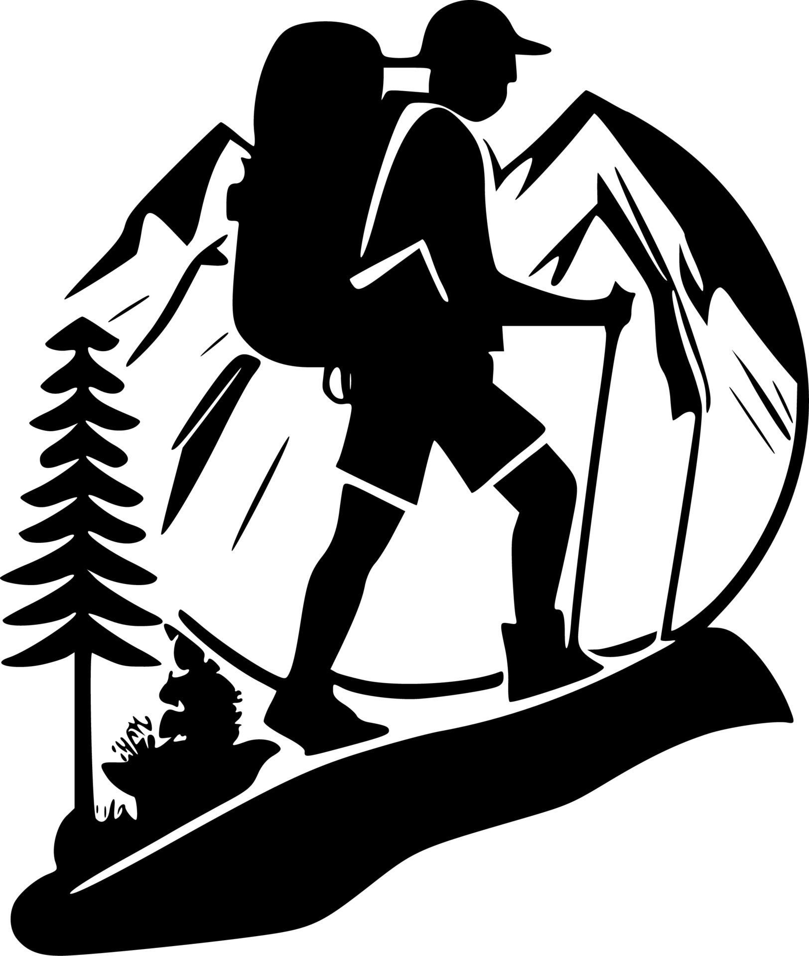 Hiking Black And White Isolated Icon Vector Illustration 23542369 Vector Art At Vecteezy