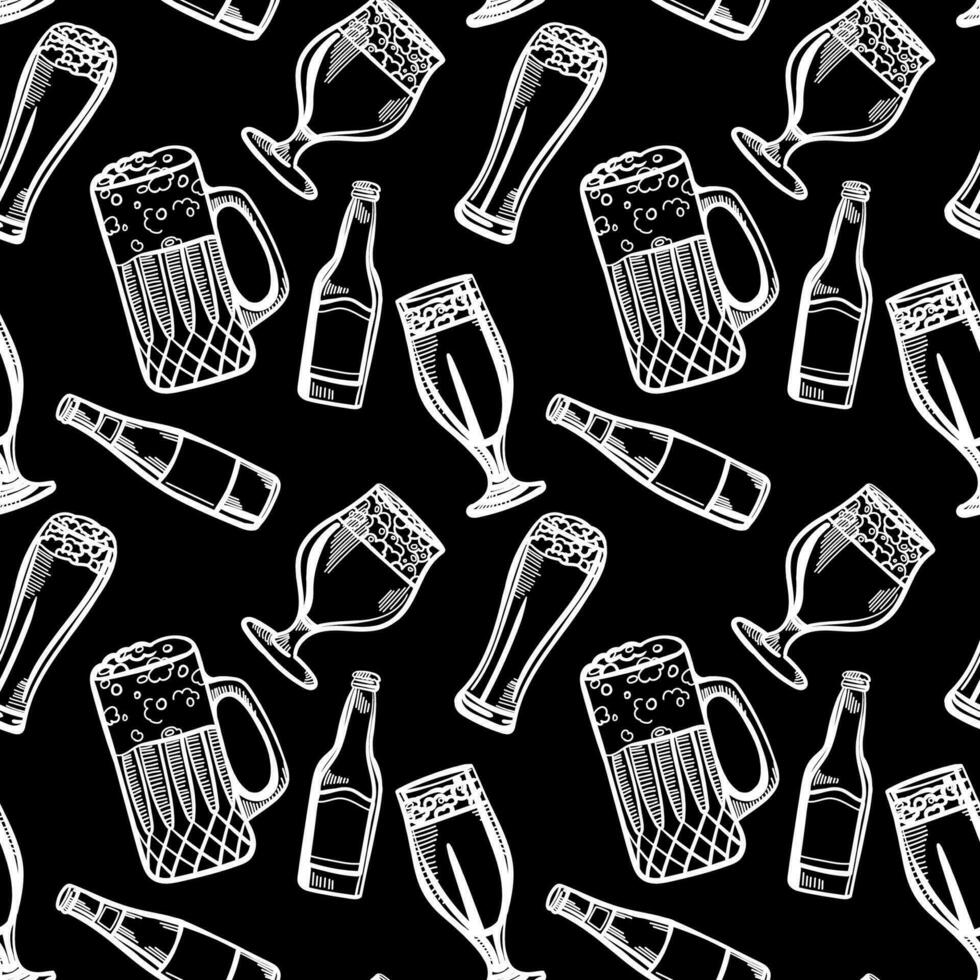 Craft beer seamless pattern. Mugs and glasses for toast with beer on ... Craft beer seamless pattern. Mugs and glasses for toast with beer on ...