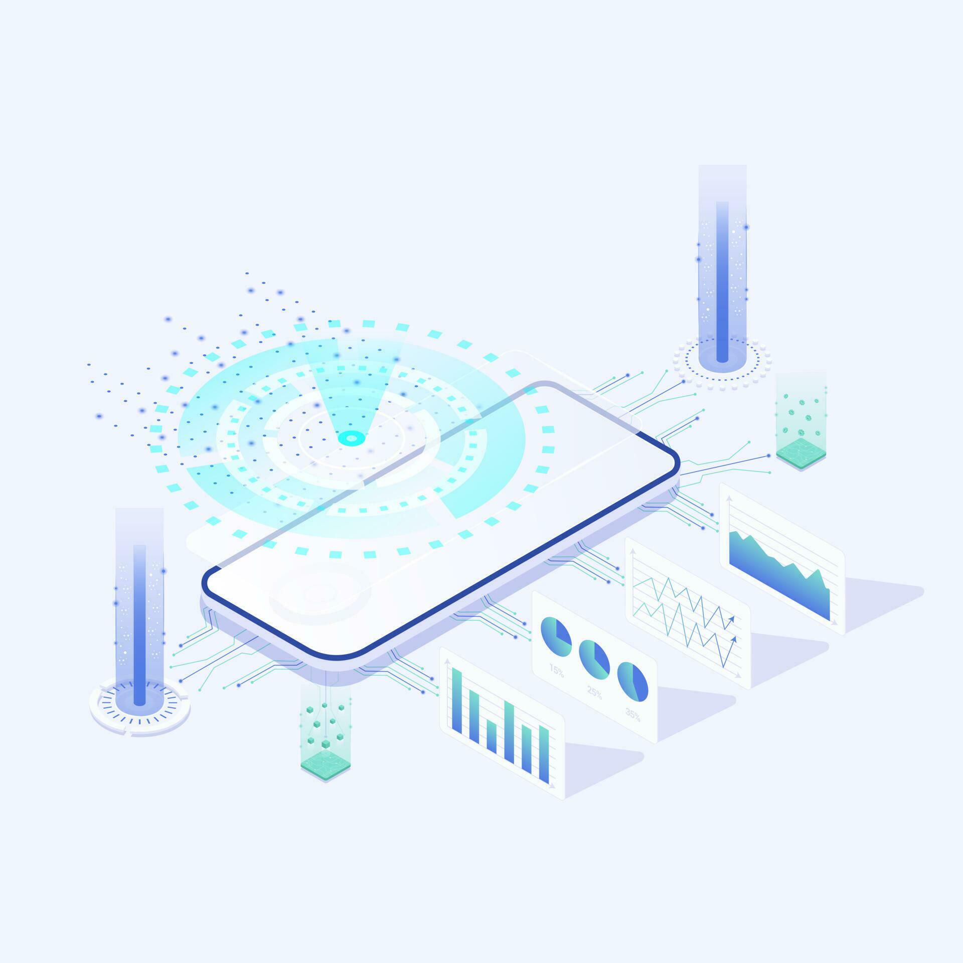 Technology Isometric Concept Smartphone In Isometry Isometric