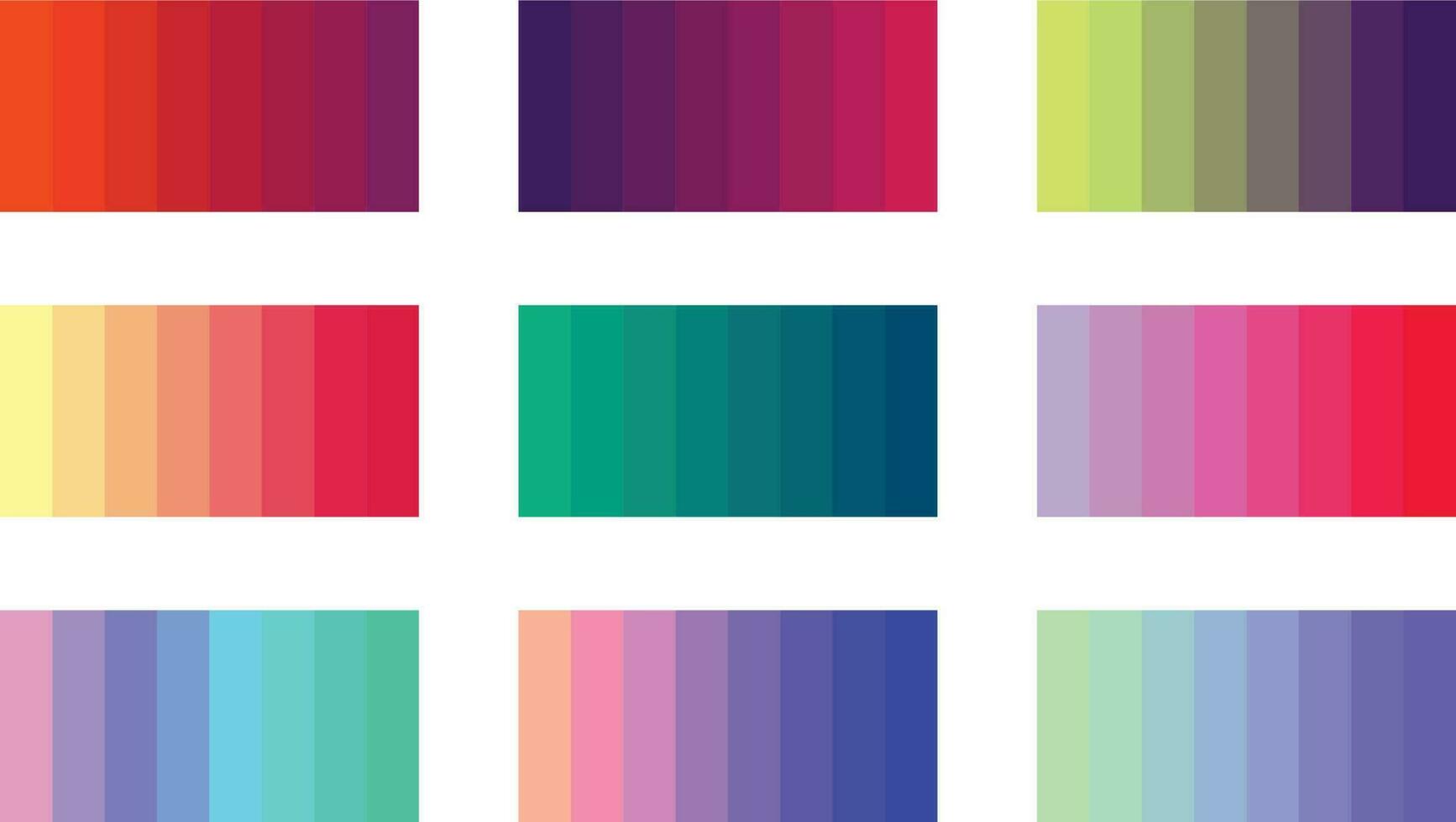 9 Colorful gradient colour palette set design. Flat gradient colour ...