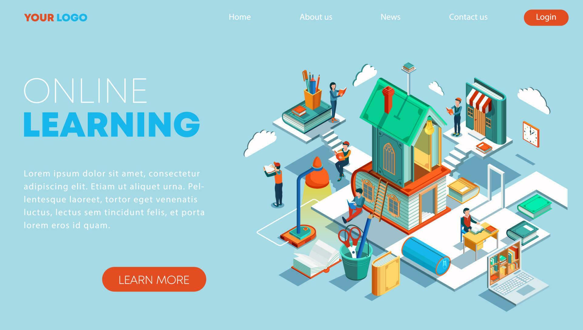 Modern flat design isometric concept of Online Education. Landing page ...