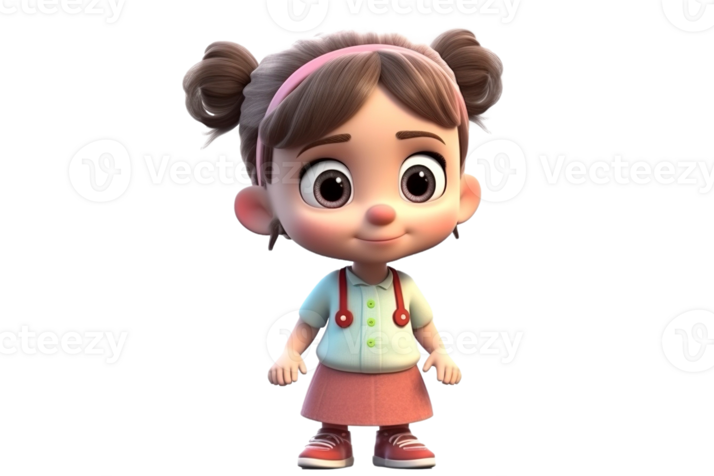 Polite happy little cartoon style girl on transparent background ... Polite happy little cartoon style girl on transparent background ...