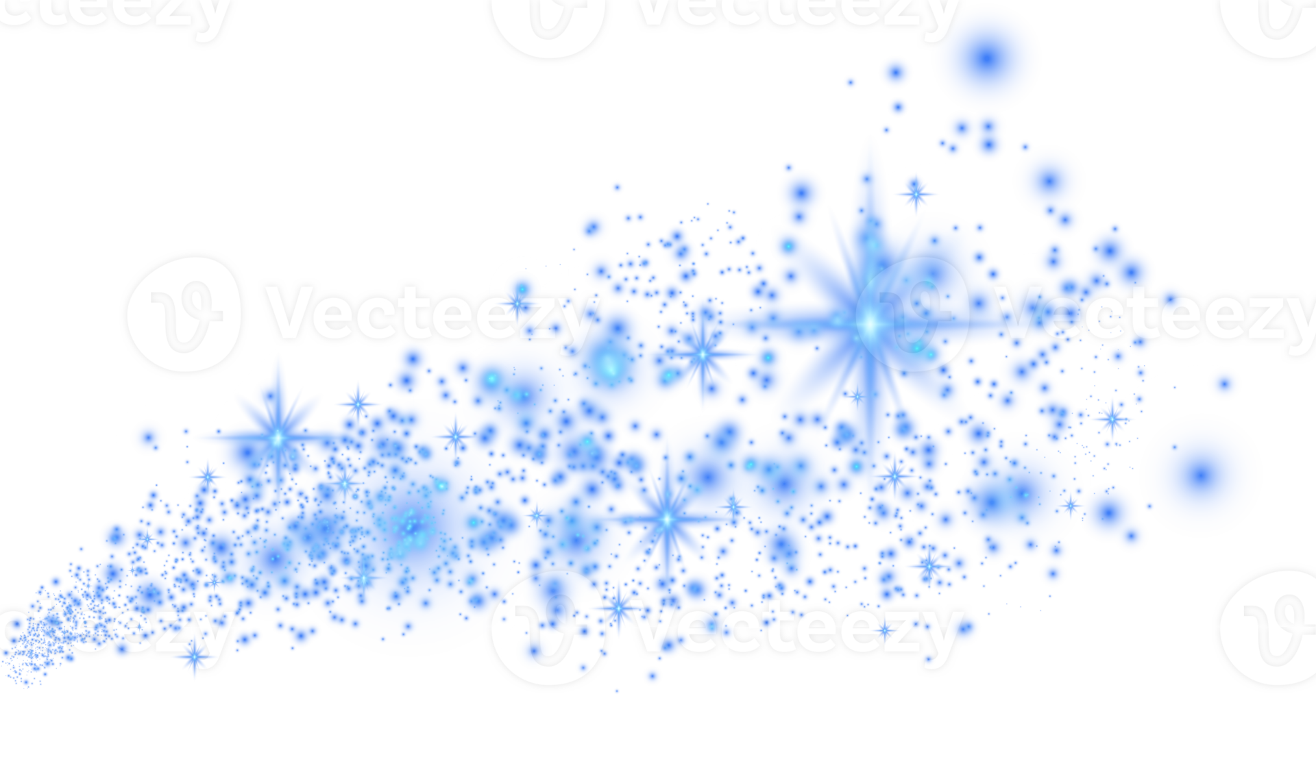 Blue glitter wave abstract illustration. Blue star dust trail sparkling particles isolated ...